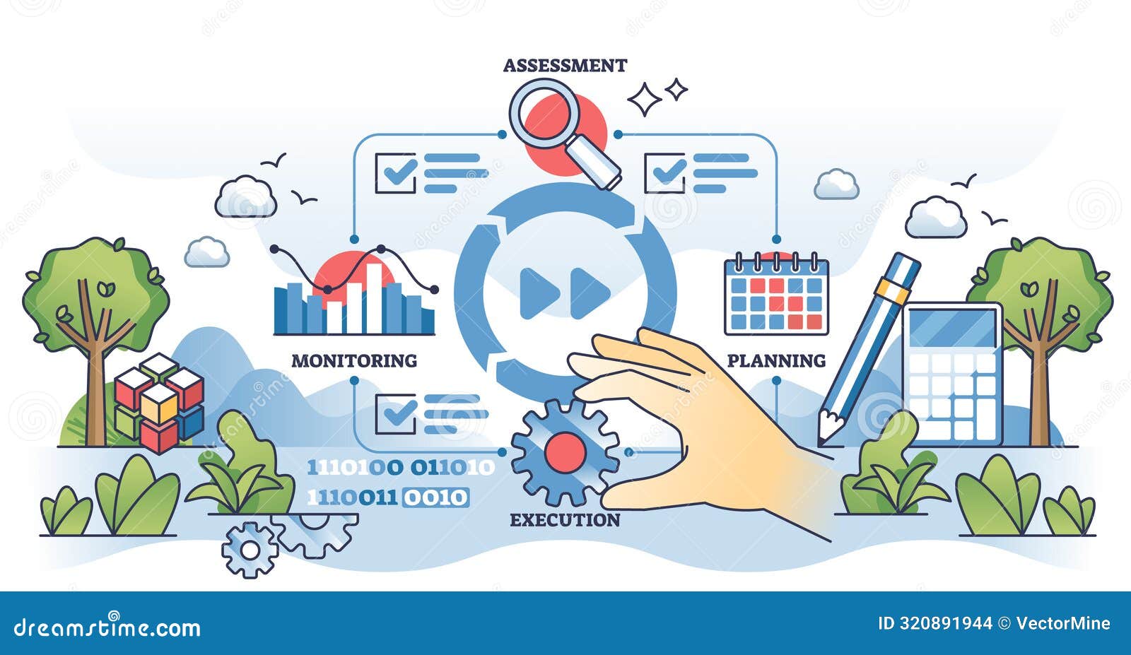 2D Data Governance Concept Linear Icon Cartoon Vector | CartoonDealer ...