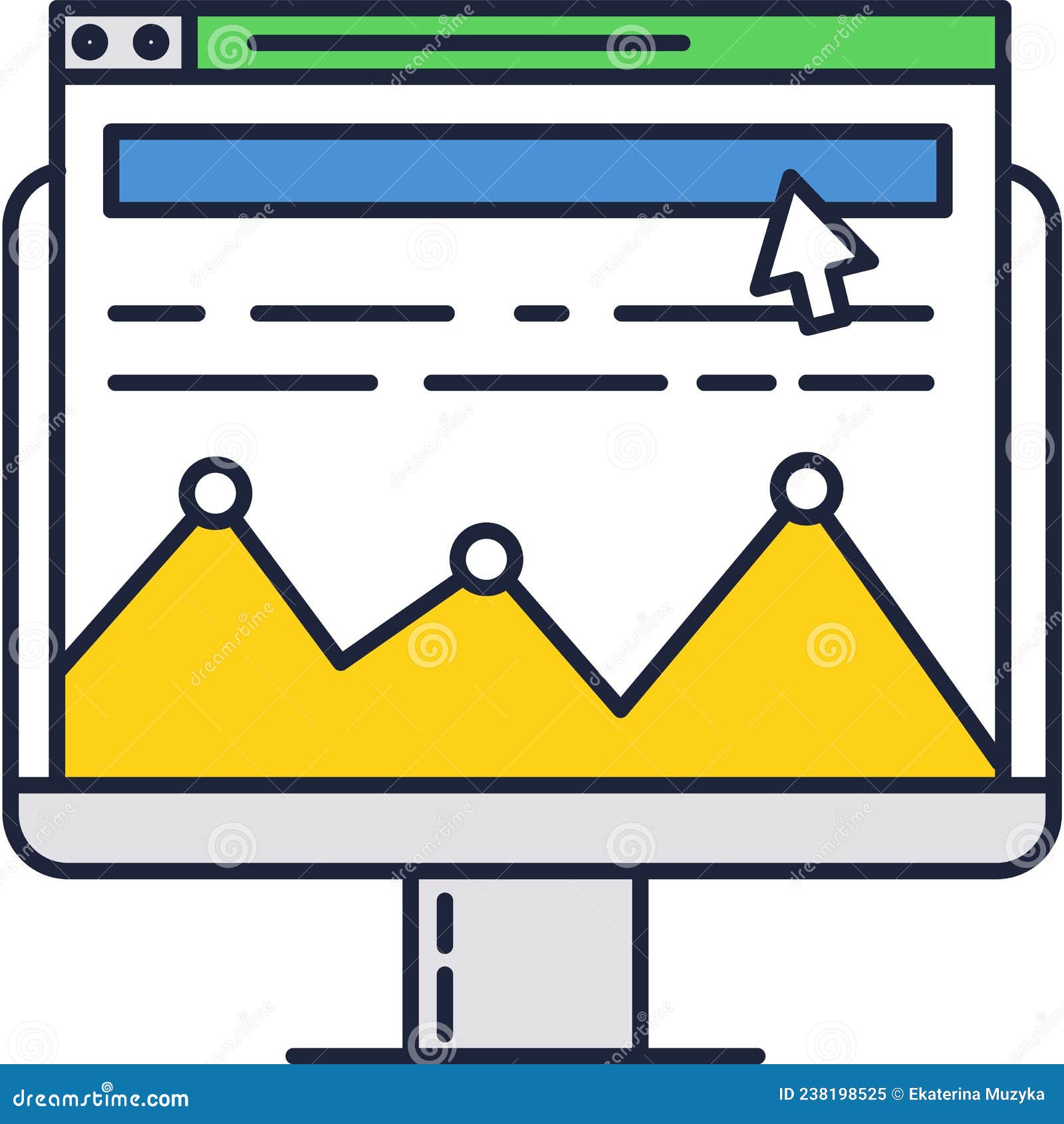 Data Graph Chart On Computer Screen Monitor Vector Stock Vector Illustration Of Dashboard