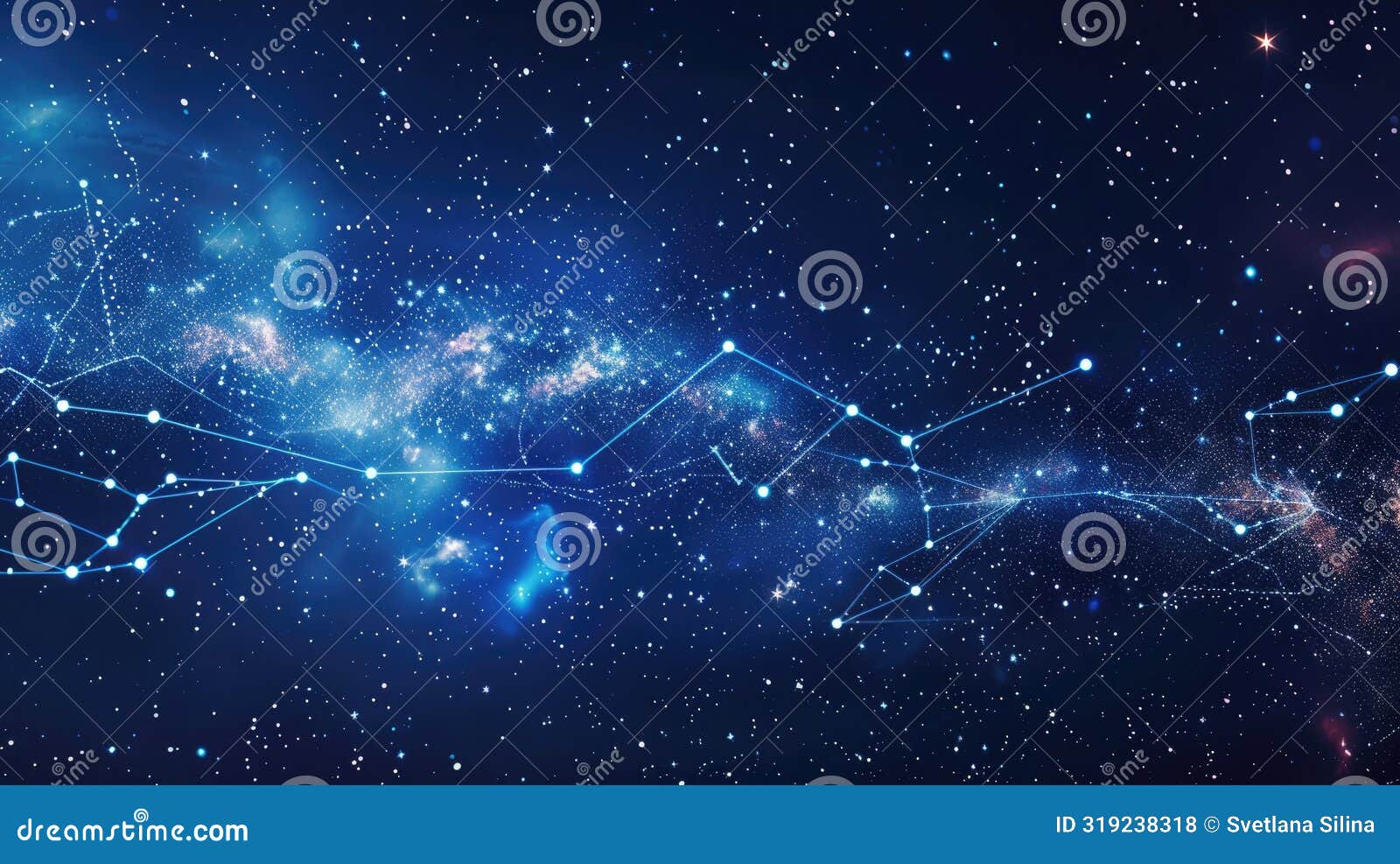 Data Graph Shaped Constellation in Night Sky, Linking Stars To ...