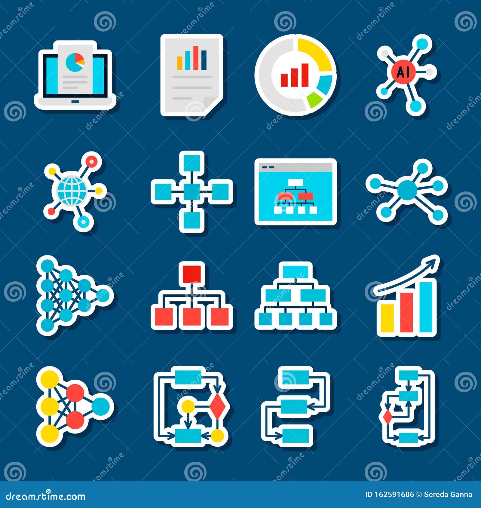 Data Graph Stickers stock vector. Illustration of science - 162591606