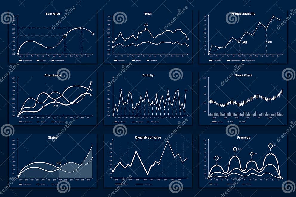 Data Graphic Charts. Maths Coordinates Graph, Growth Chart Graphics and ...