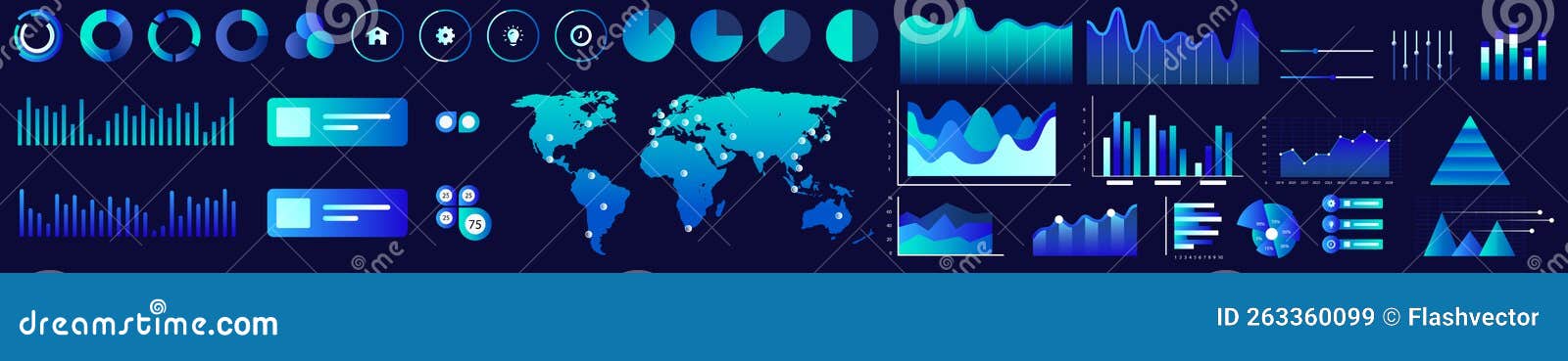 Data Graphs, Charts, Diagrams Set Stock Vector - Illustration of ...