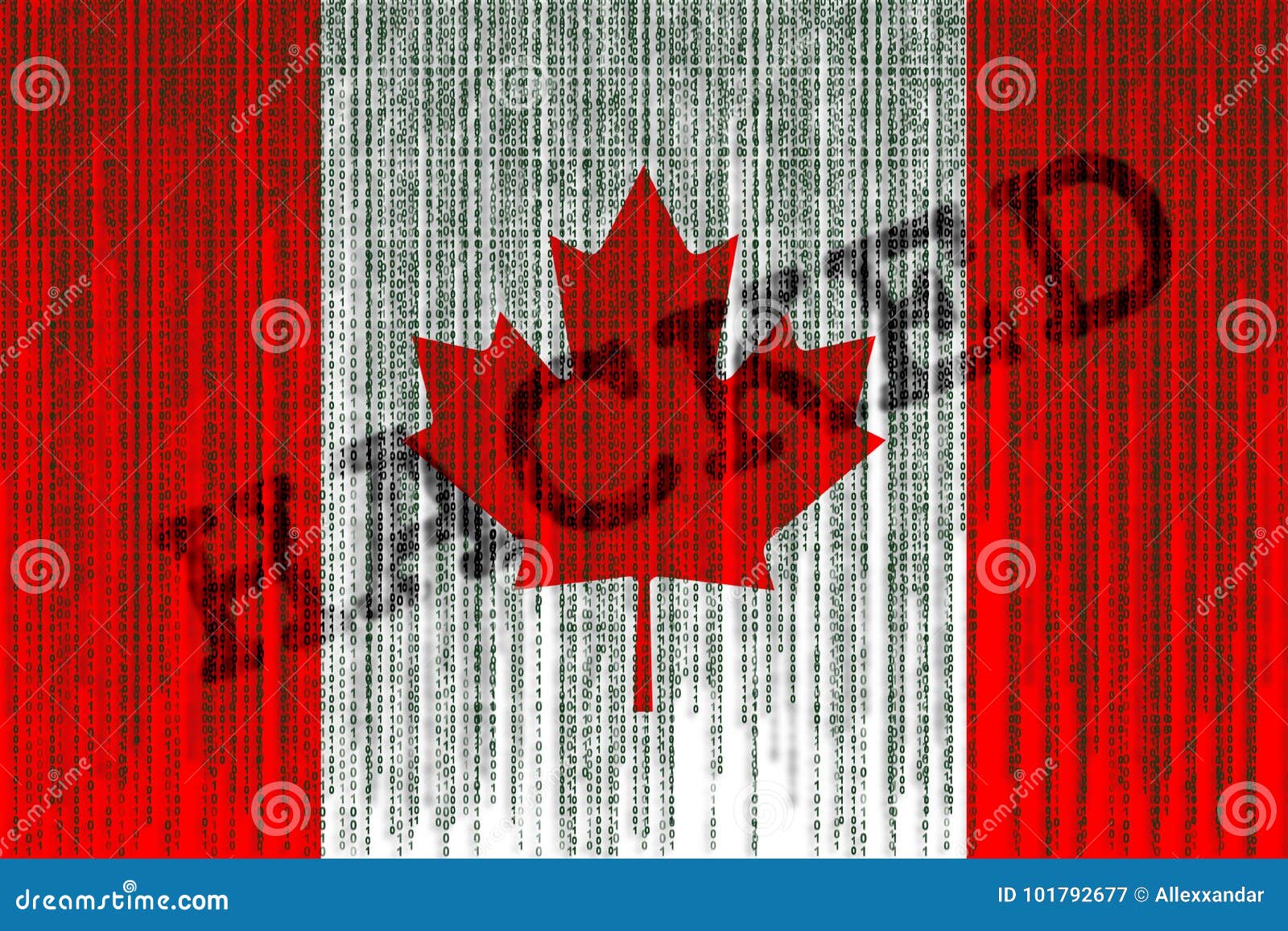 Data Hacked Canada Flag. Canada Flag with Binary Code Stock ...