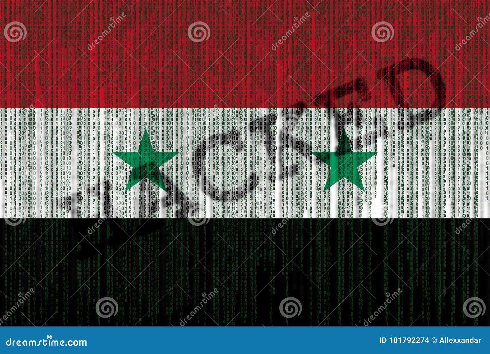 Data Hacked Syria Flag. Syrian Flag with Binary Code Stock Illustration ...
