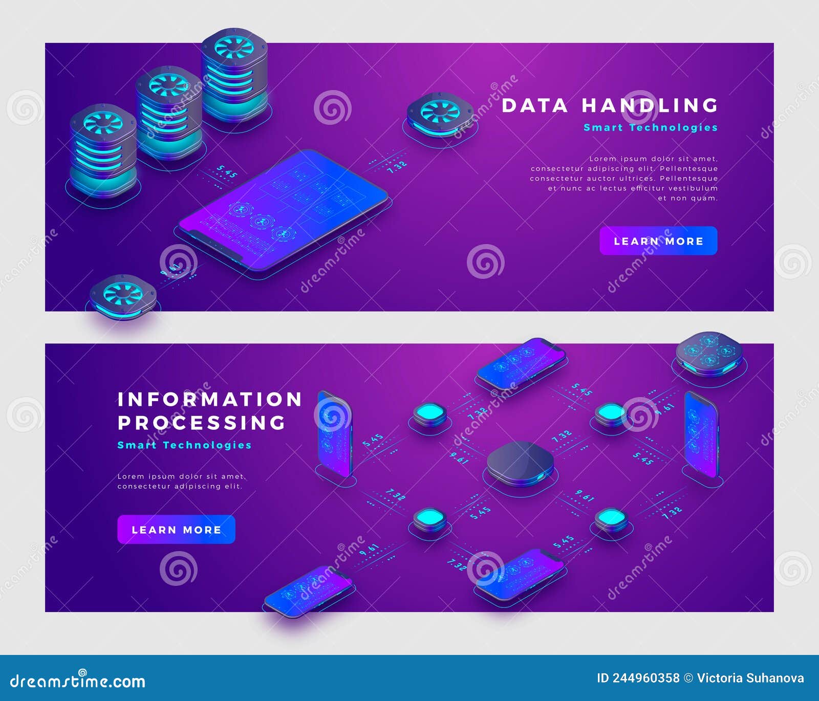 Data Handling and Information Processing Concept Banner Template Stock ...