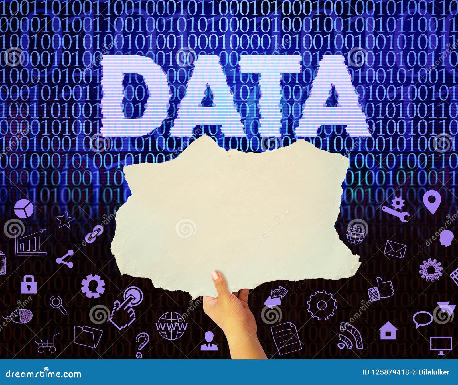 Data, Hands Holding Blank Paper Stock Photo - Image of engine, network ...