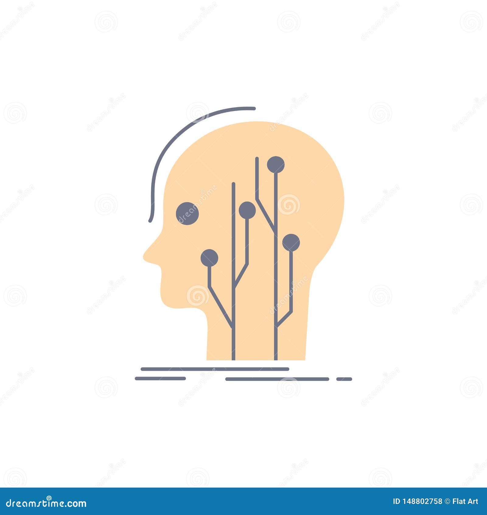 Data, Head, Human, Knowledge, Network Flat Color Icon Vector Stock ...