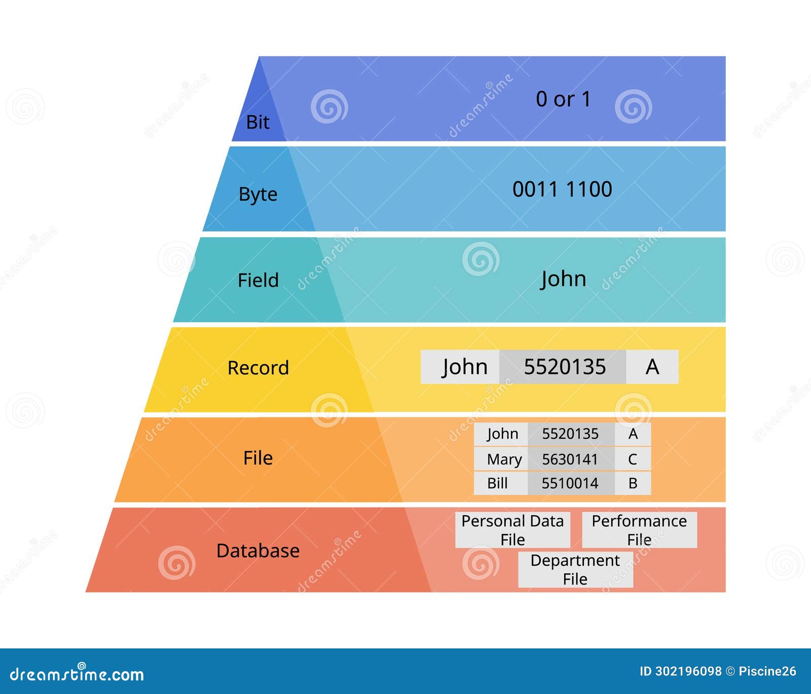 Data Hierarchy of Bit, Byte, Field, Record, File, Database Stock Vector ... Data Hierarchy of Bit, Byte, Field, Record, File, Database Stock Vector ...