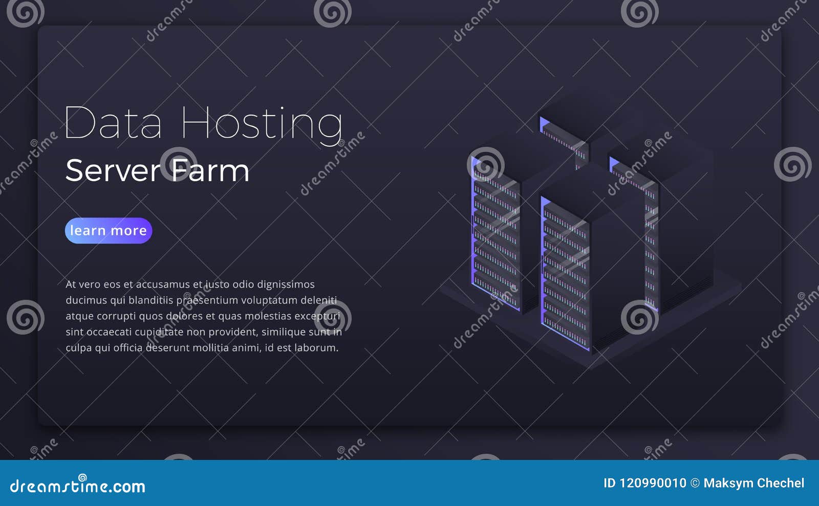 Data Hosting. Datacenter Server Farm Isometric Concept Stock Vector ...