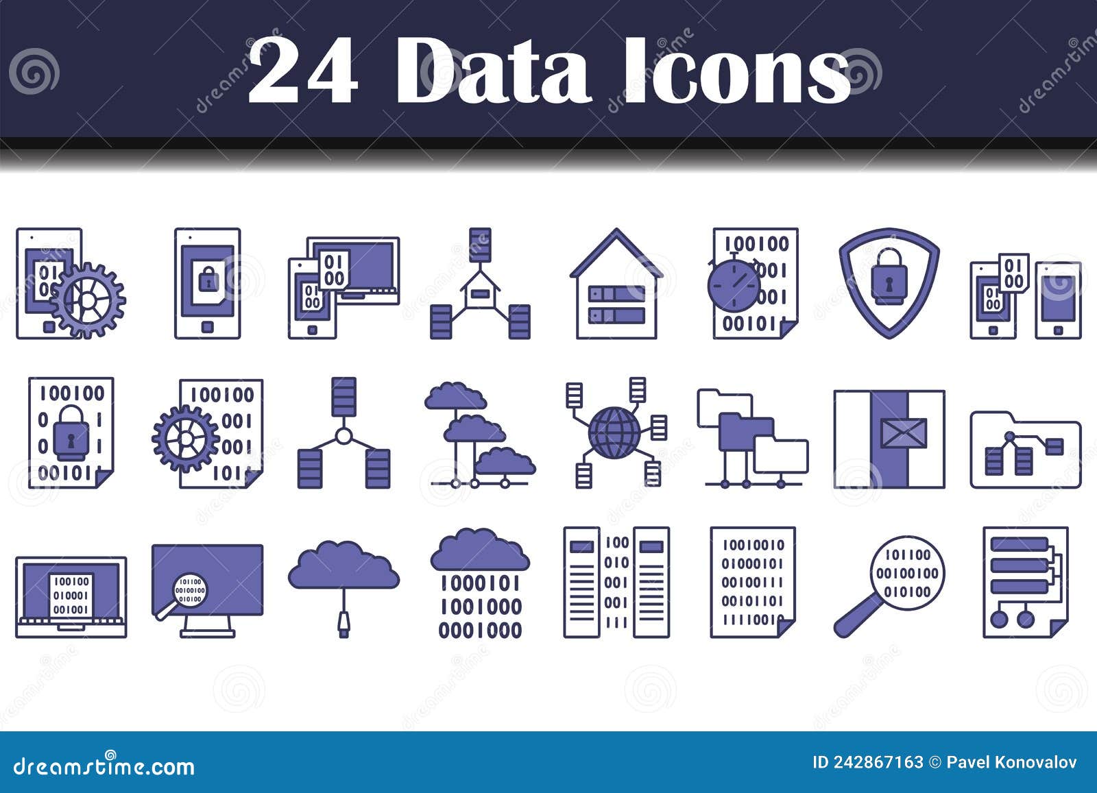 Data Icon Set stock vector. Illustration of network - 242867163