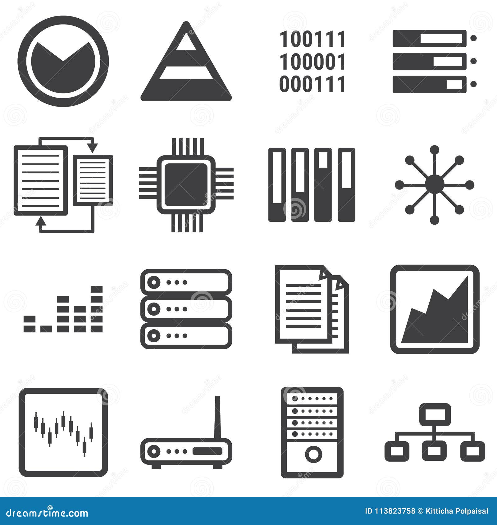 Data Icon Set, Vector Illustion Flat Design Style. Stock Vector ...