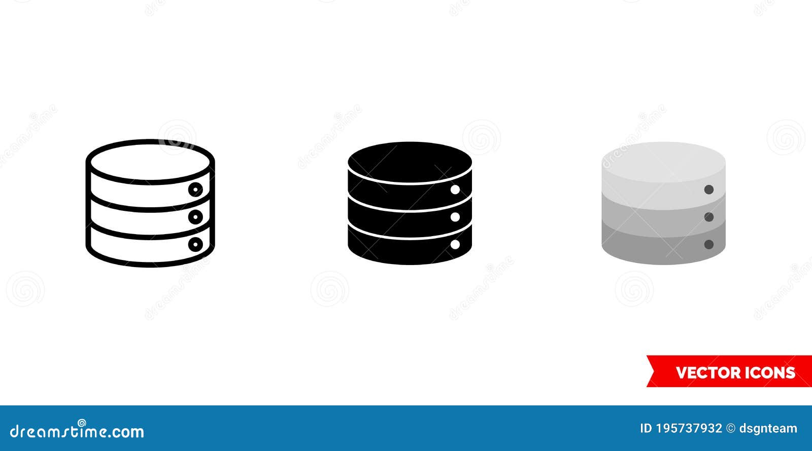 Data Icon of 3 Types Color, Black and White, Outline. Isolated Vector ...