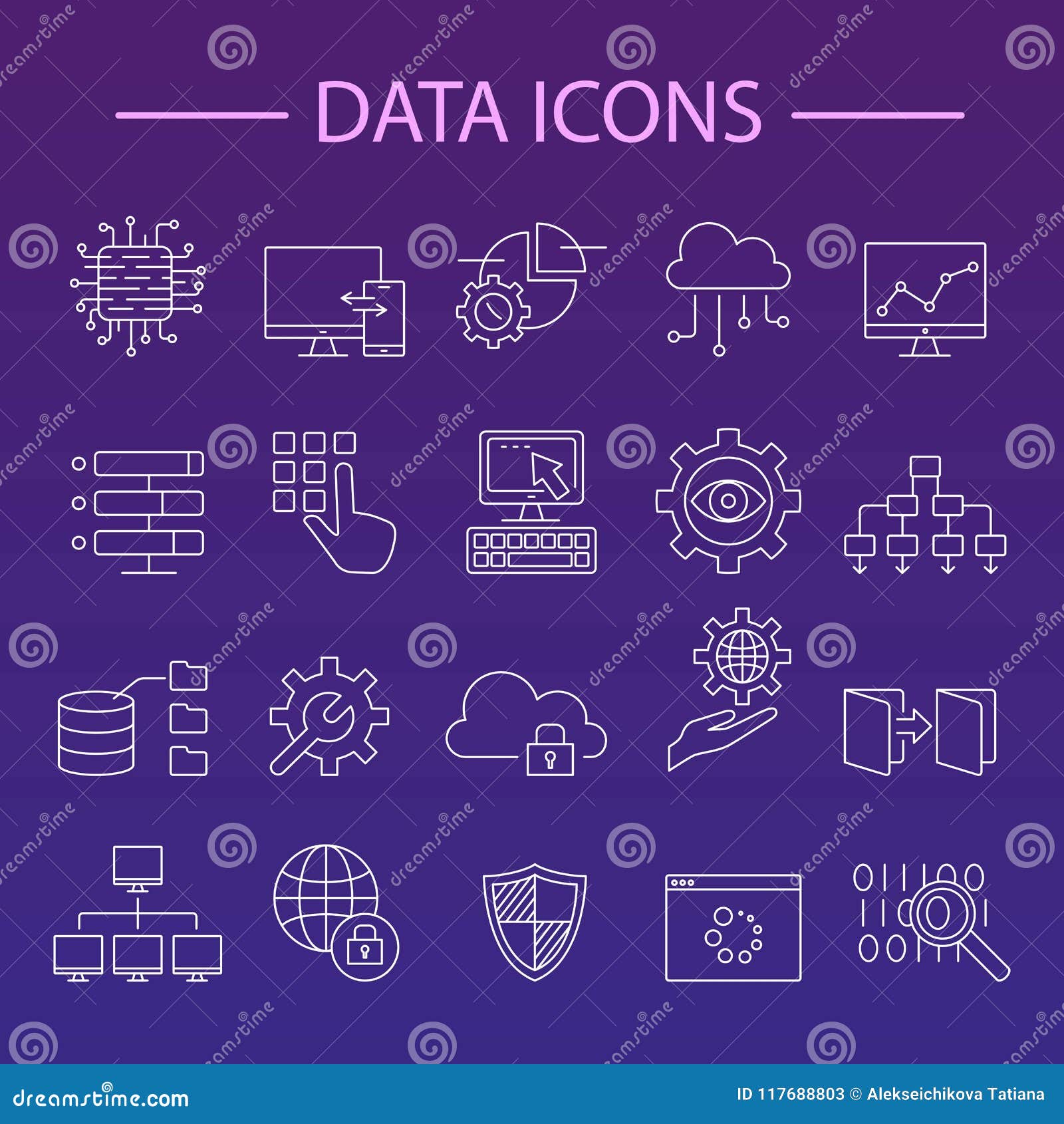 Data icons line set stock vector. Illustration of database - 117688803