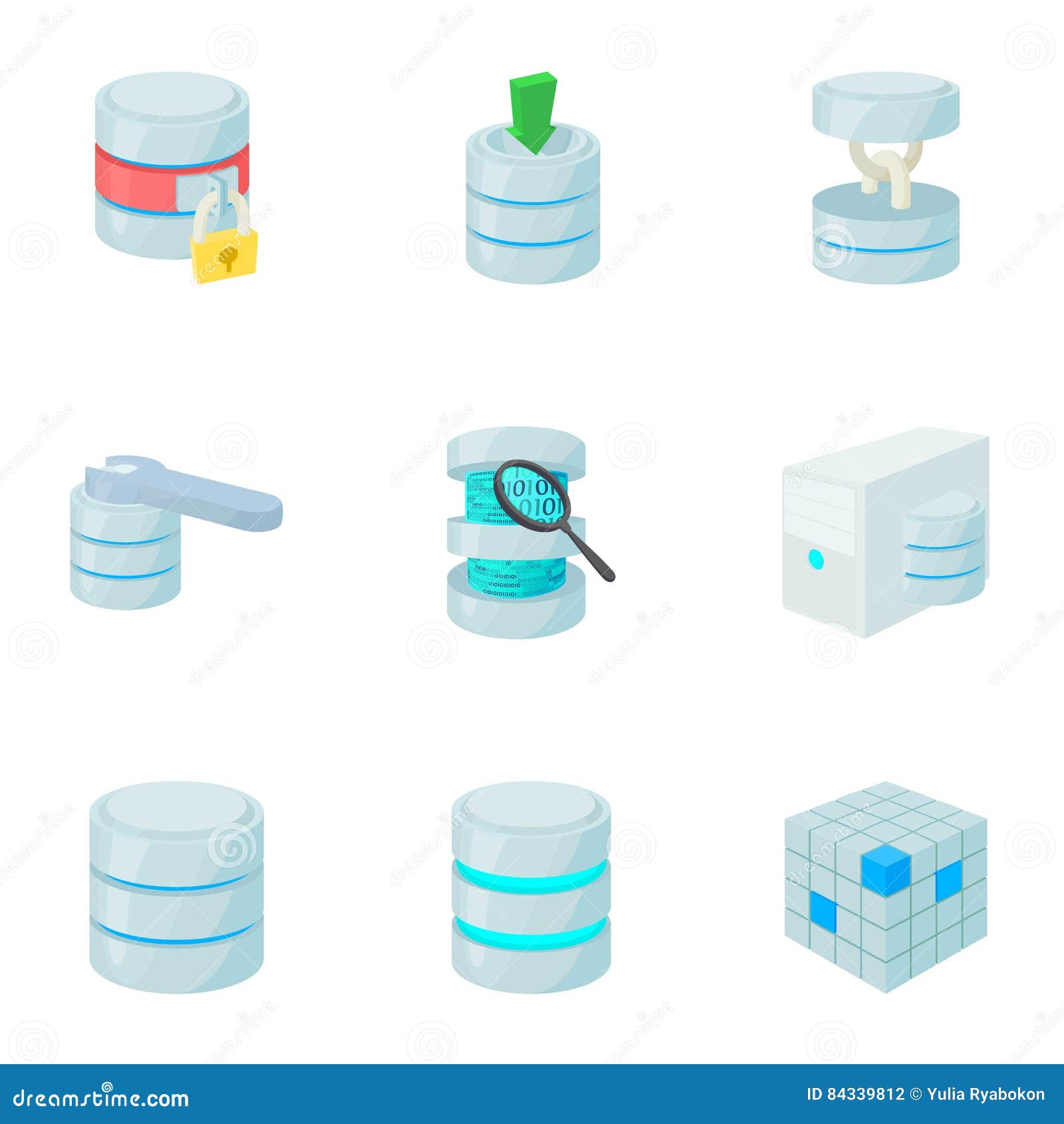 Data Icons Set, Cartoon Style Stock Vector - Illustration of drawing ...