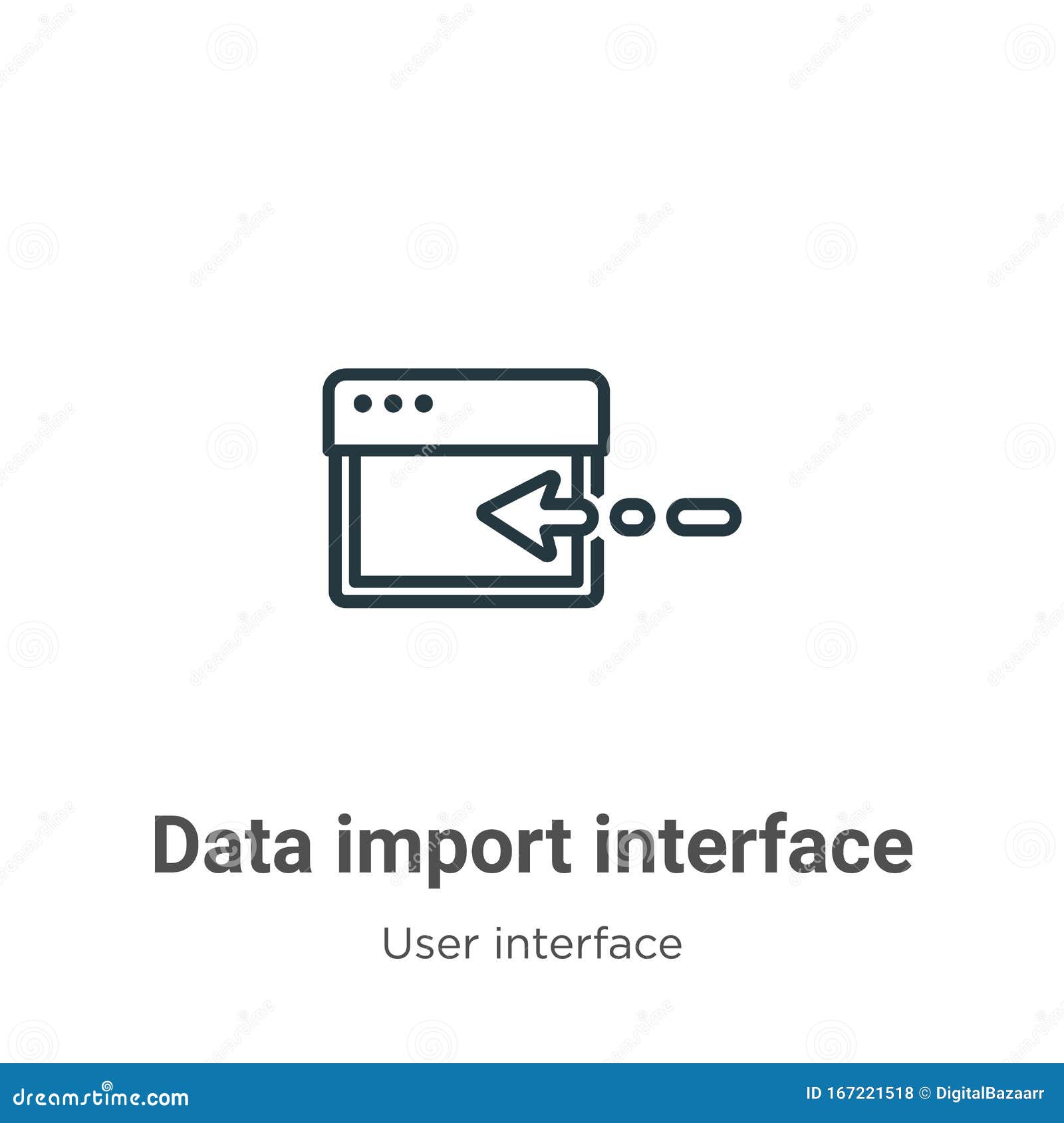 Data Import Interface Outline Vector Icon. Thin Line Black Data Import ...
