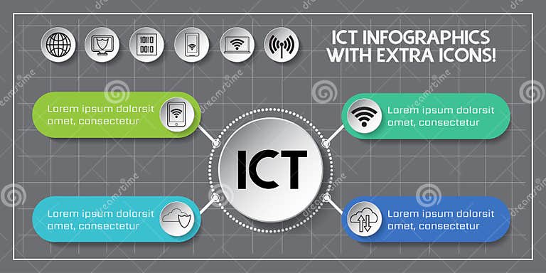Information and Communications Technology Infographics Concept Stock ...
