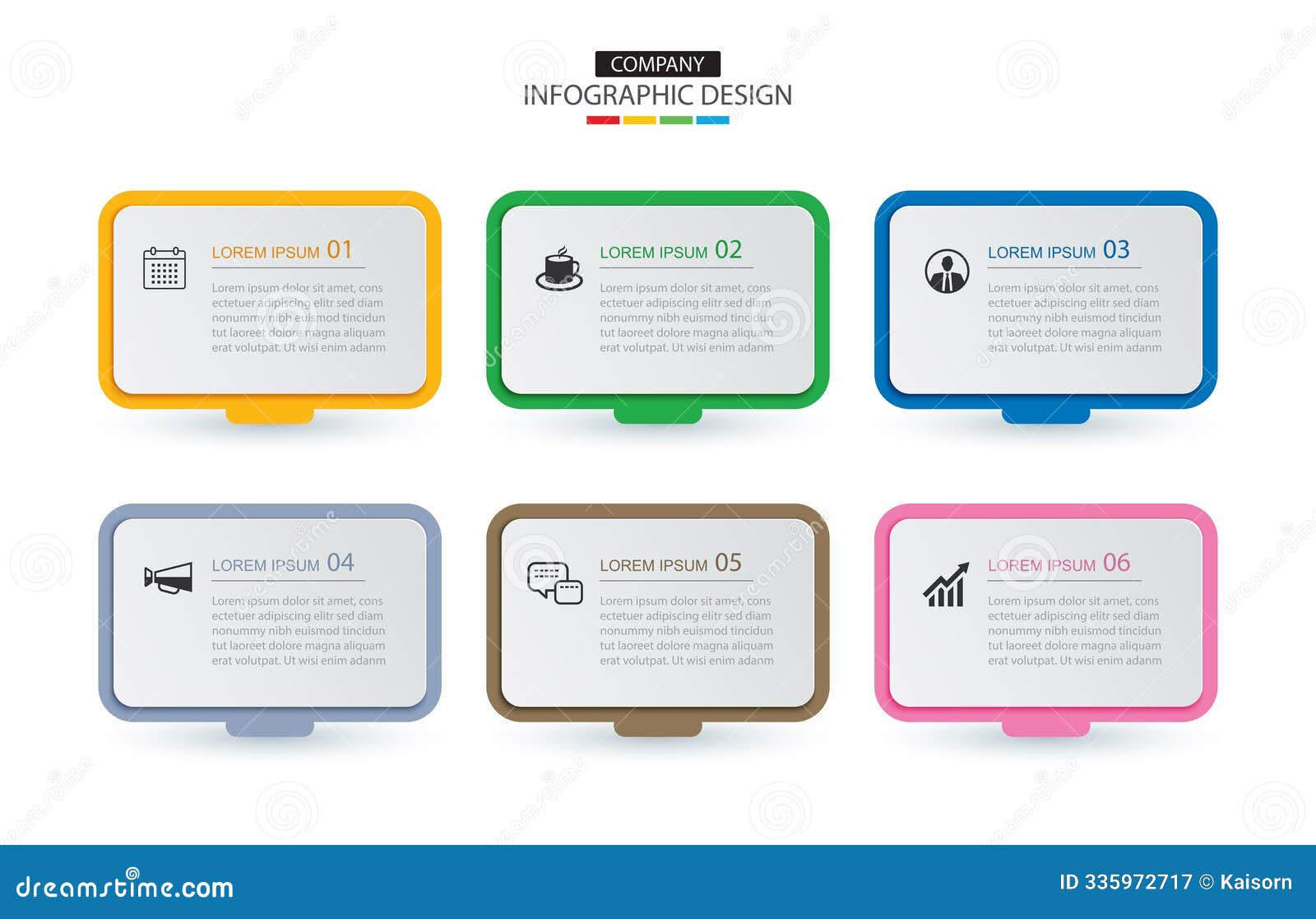 6 Data Infographics Rectangle Layout Paper Template. Illustration Business Abstract Background ...