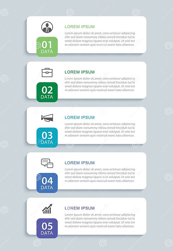 5 Data Infographics Rectangle Tab Layout Template. Illustration Business Abstract Background ...