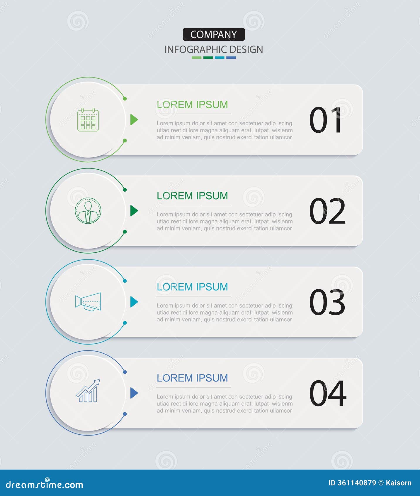 4 Data Infographics Rectangle Tab Layout Template. Illustration ...