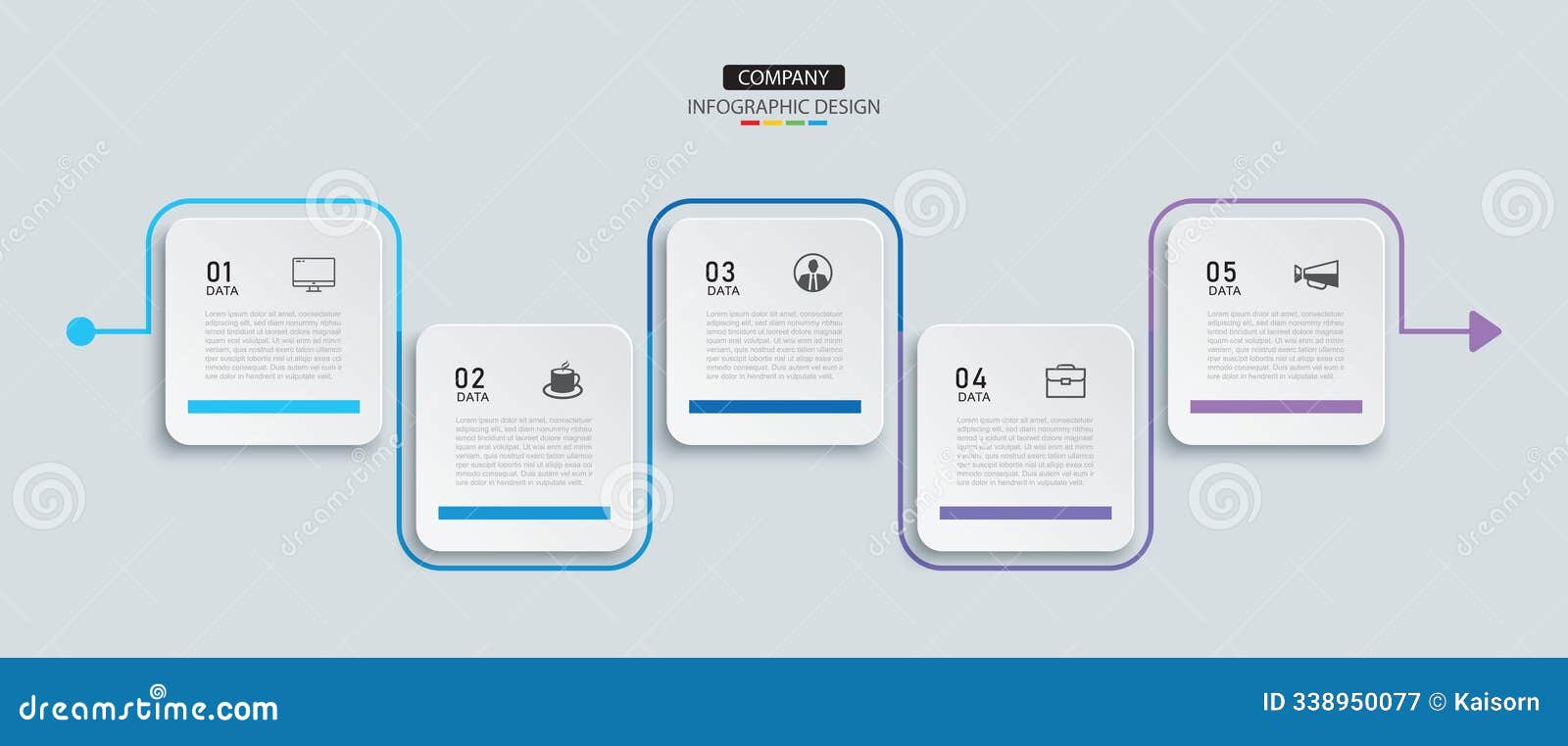 5 Data Infographics Square Layout Paper Template. Illustration Business ...