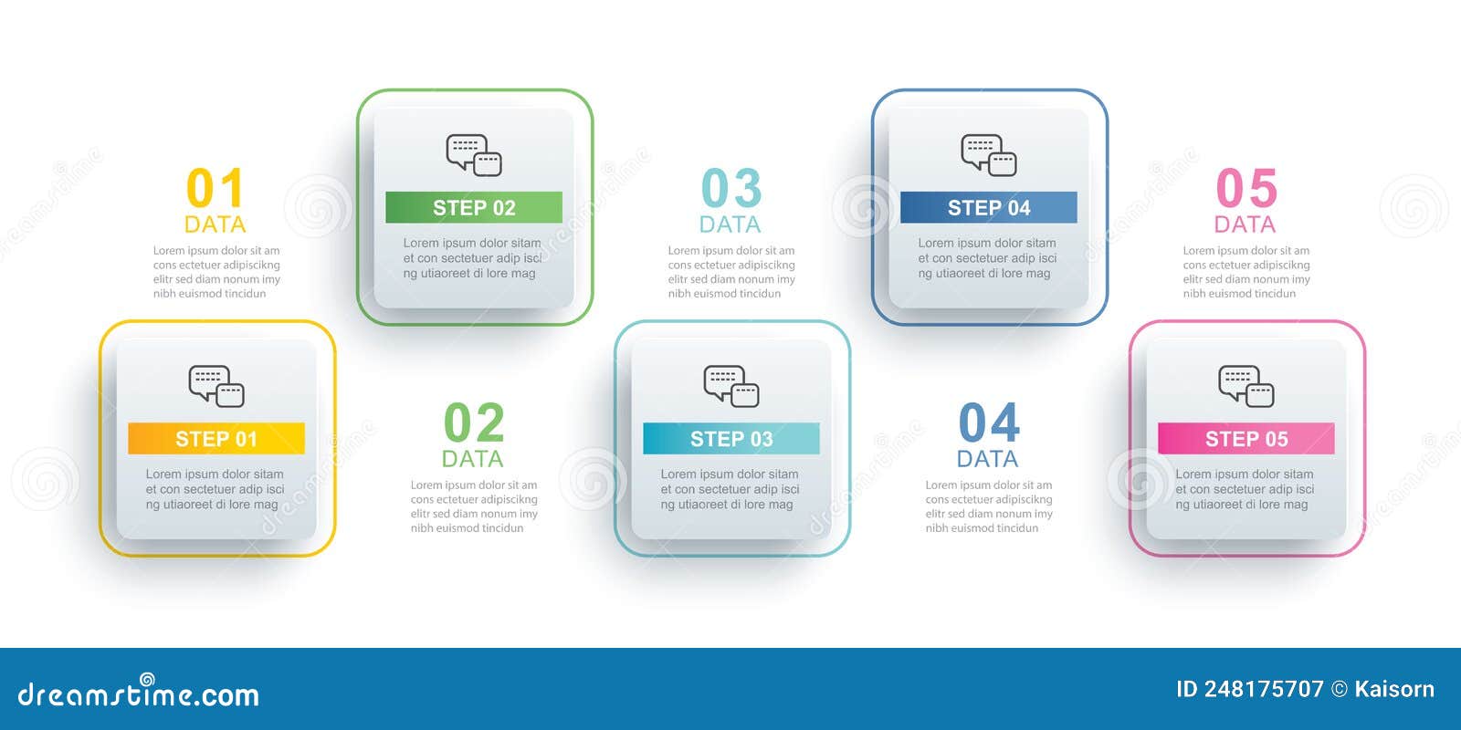 5 Data Infographics Square Tab Paper Index Template. Vector ...