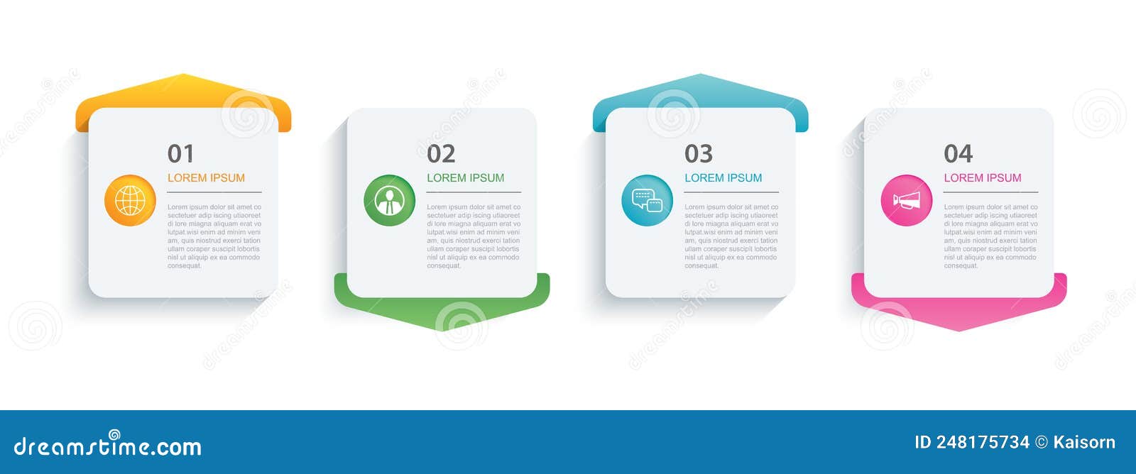 4 Data Infographics Square Tab Paper Index Template. Vector ...