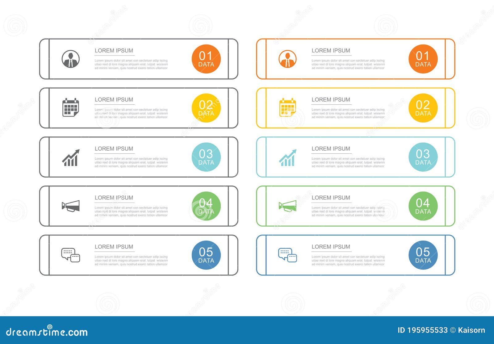 10 Data Infographics Tab Index Template with Thin Line Design. Vector ...