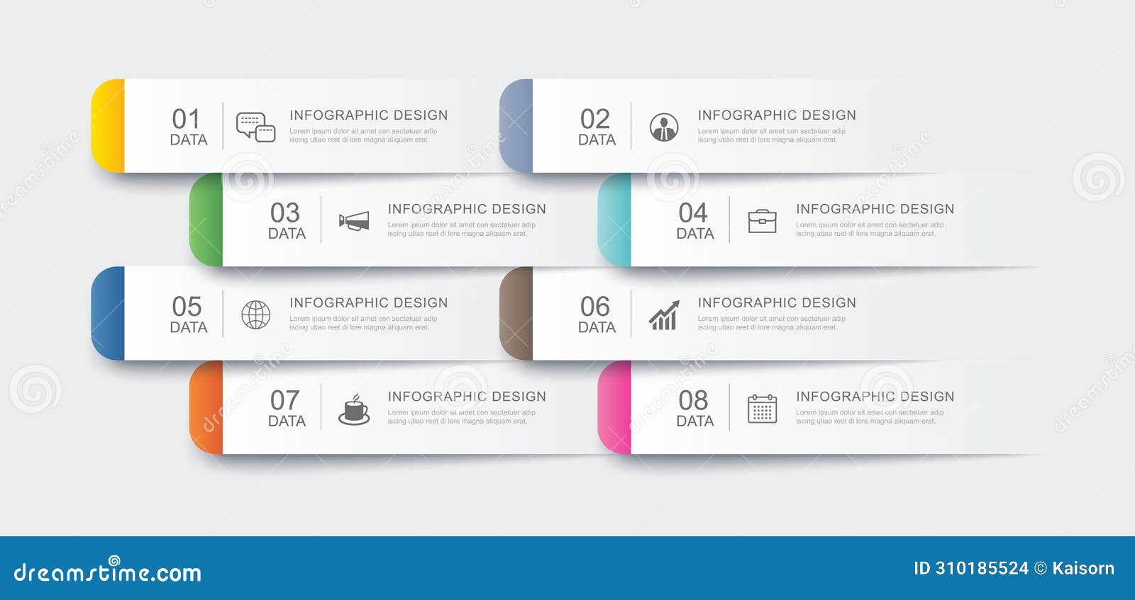 8 Data Infographics Tab Paper Index Template. Illustration Abstract ...
