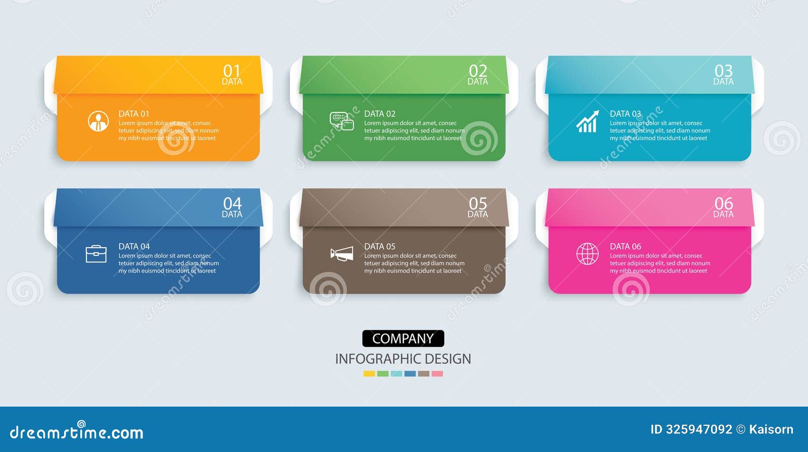 6 Data Infographics Tab Paper Index Template. Illustration Abstract ...