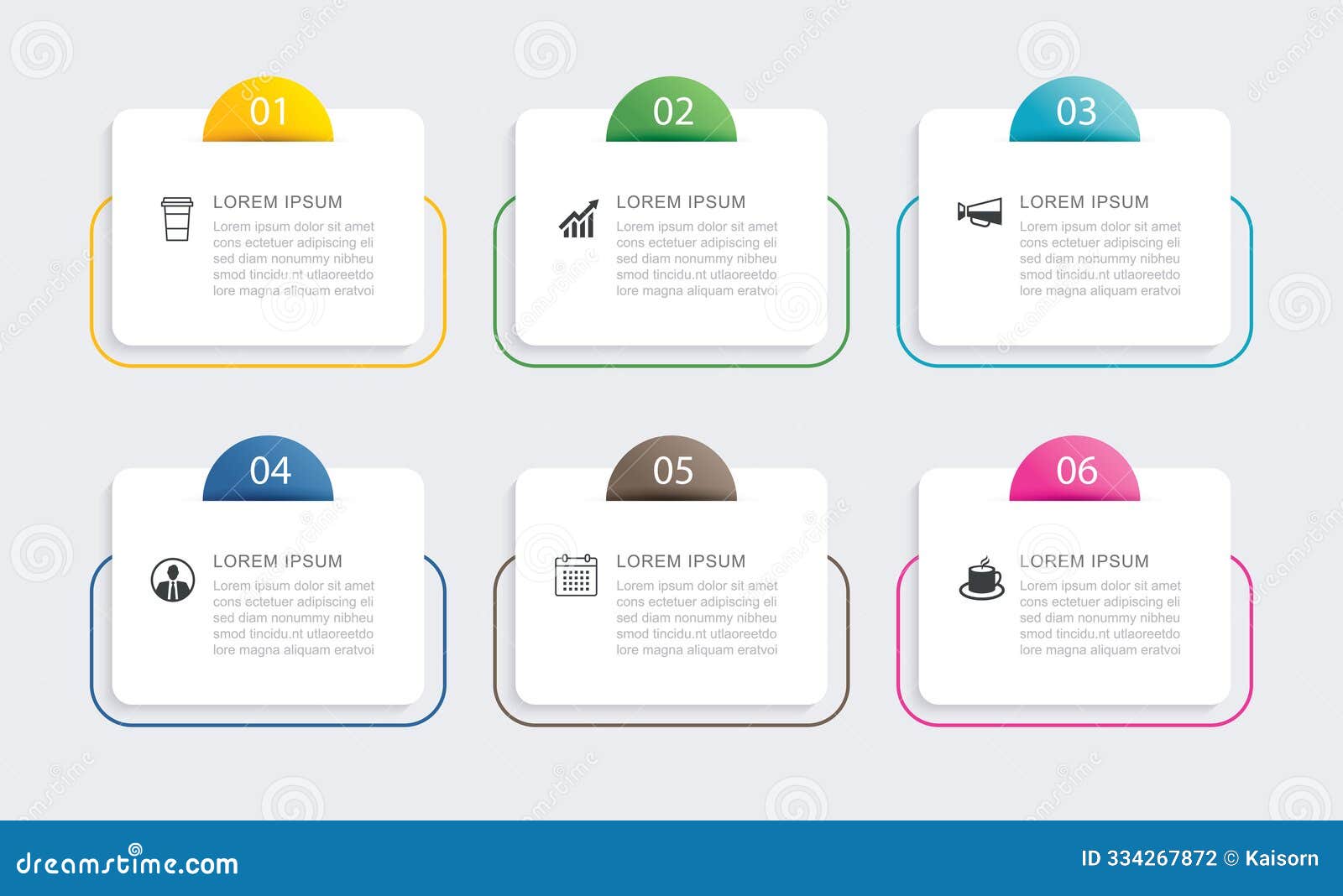 6 Data Infographics Tab Paper Index Template. Illustration Business ...
