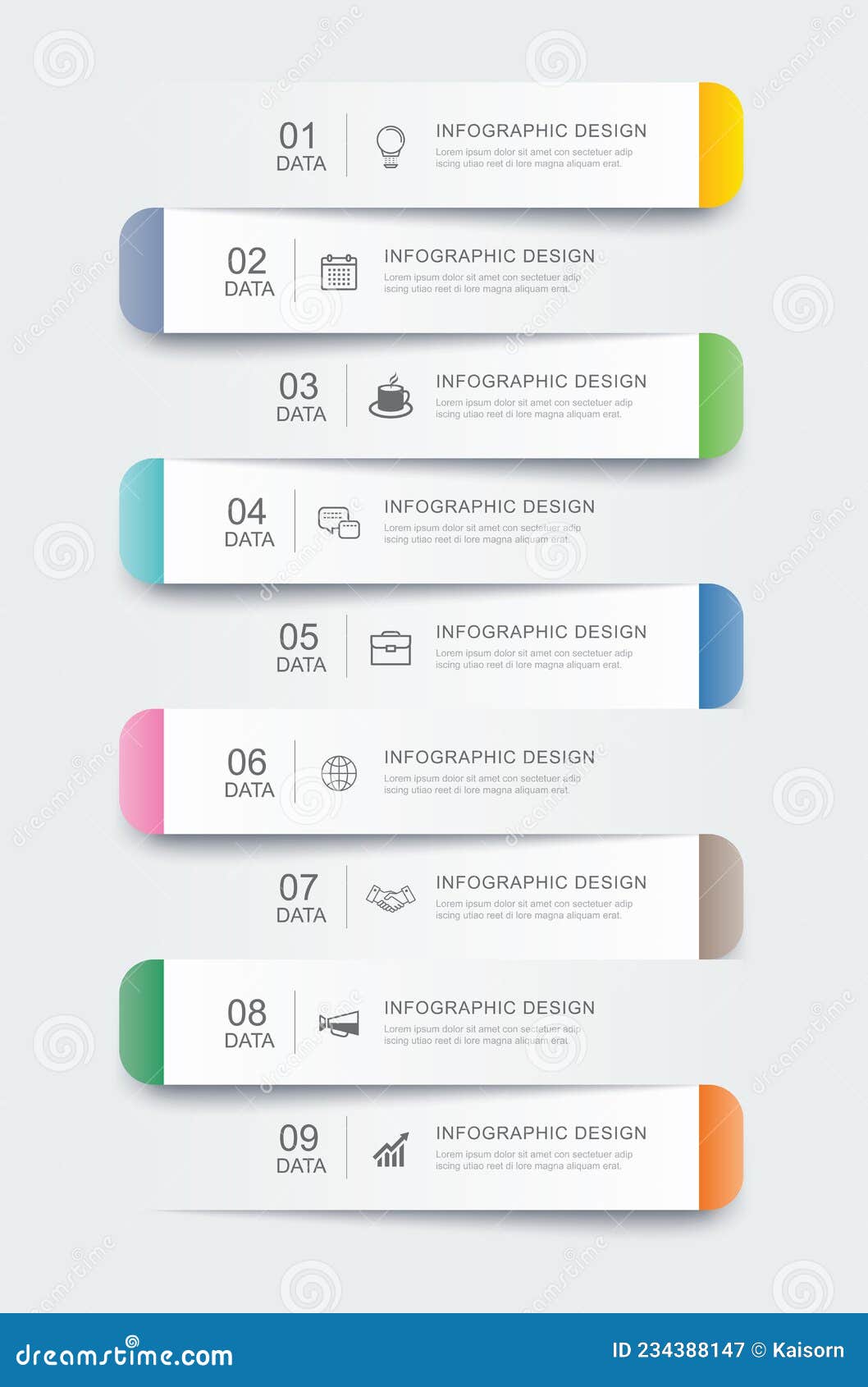 9 Data Infographics Tab Paper Index Template. Vector Illustration ...