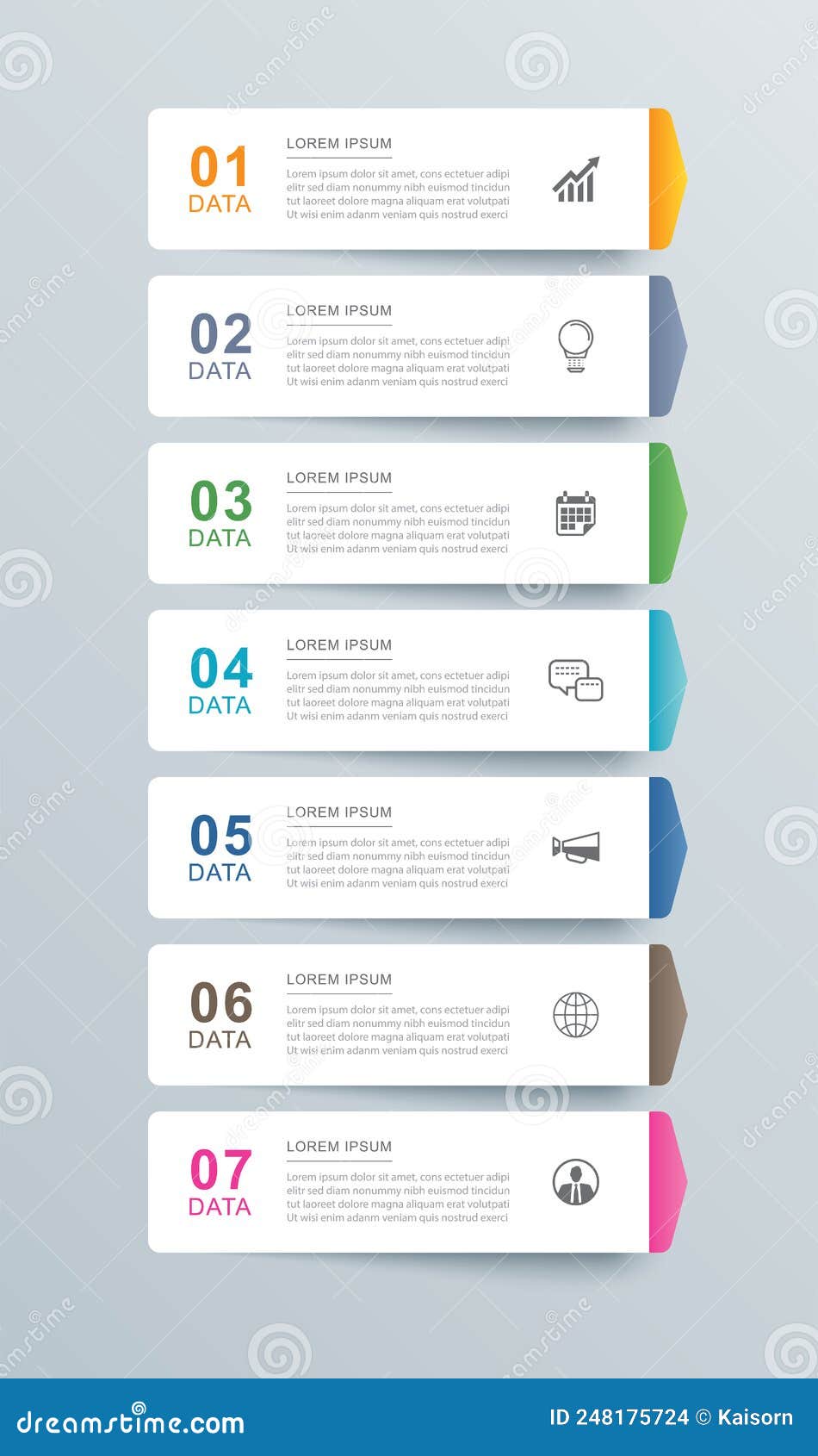 7 Data Infographics Tab Paper Index Template. Vector Illustration ...