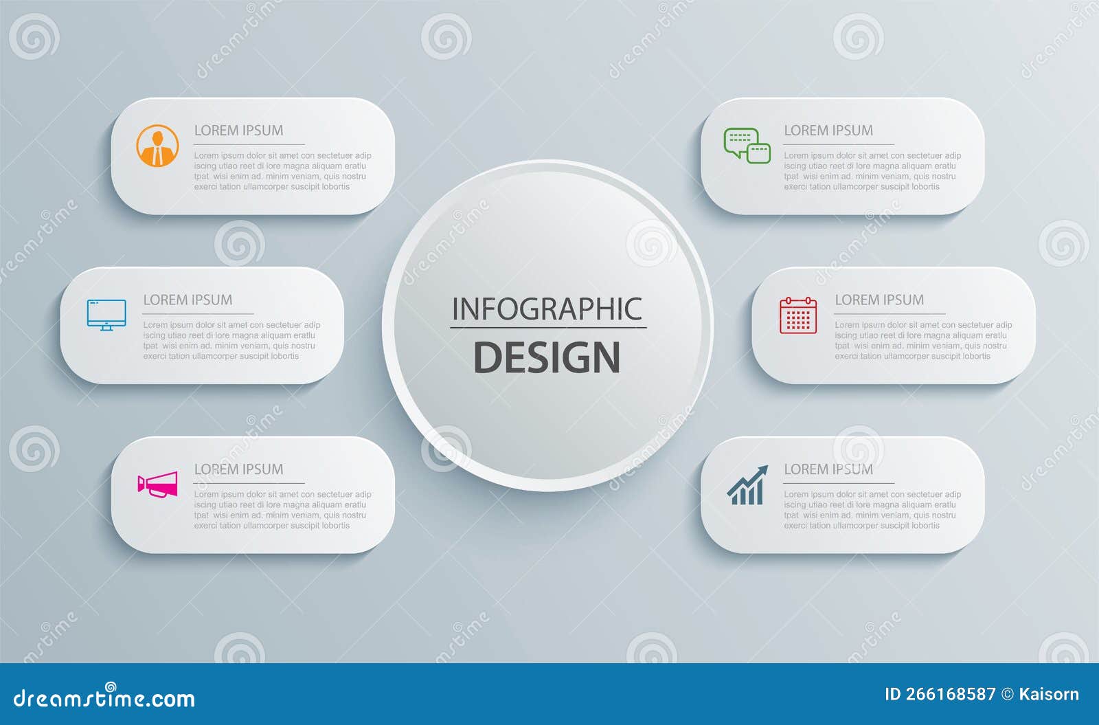 6 Data Infographics Tab Paper Index Template. Vector Illustration ...