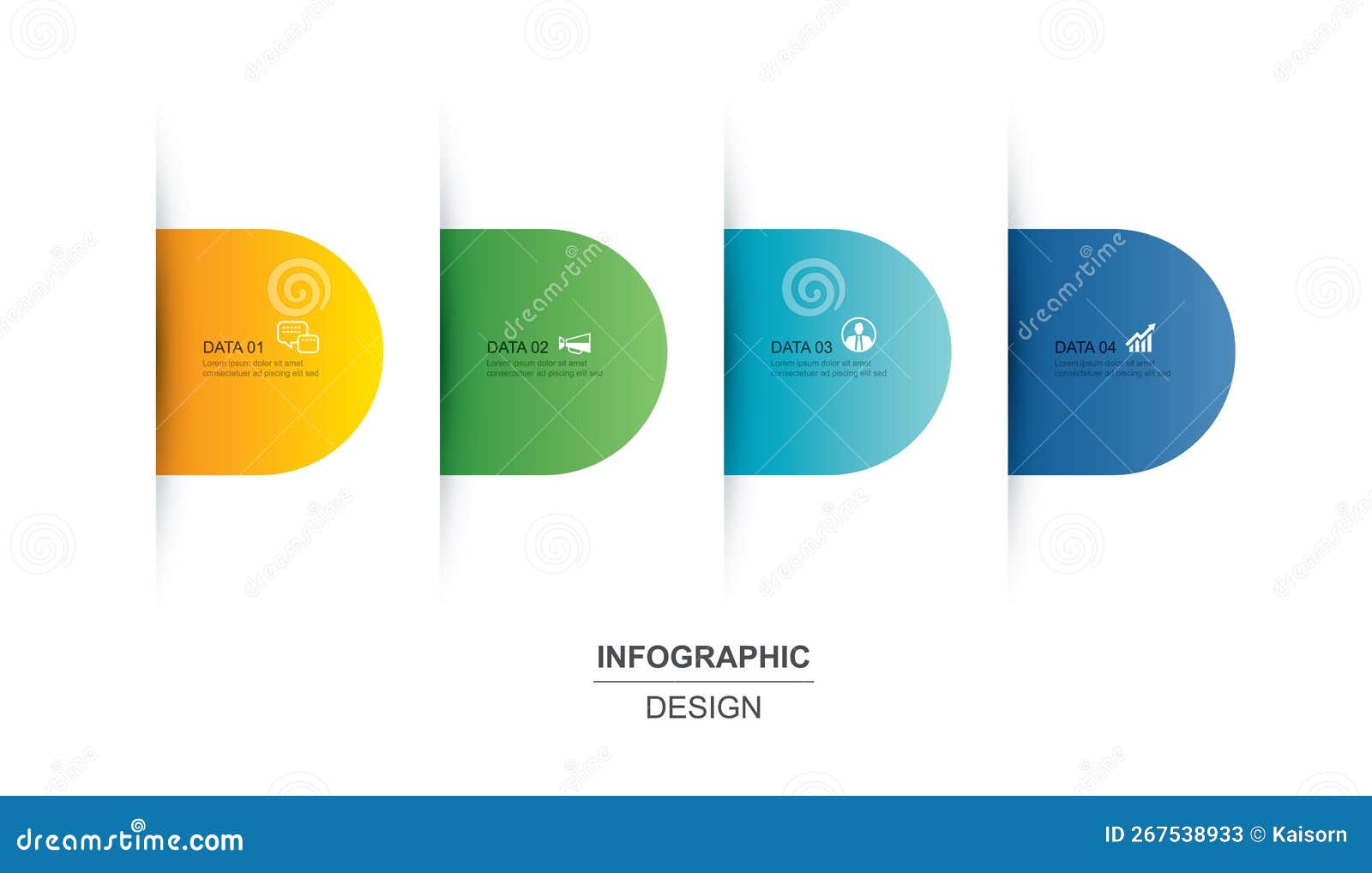 4 Data Infographics Tab Paper Index Template. Vector Illustration ...