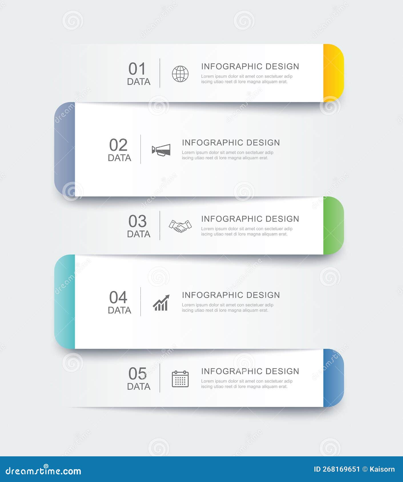 5 Data Infographics Tab Paper Index Template. Vector Illustration ...