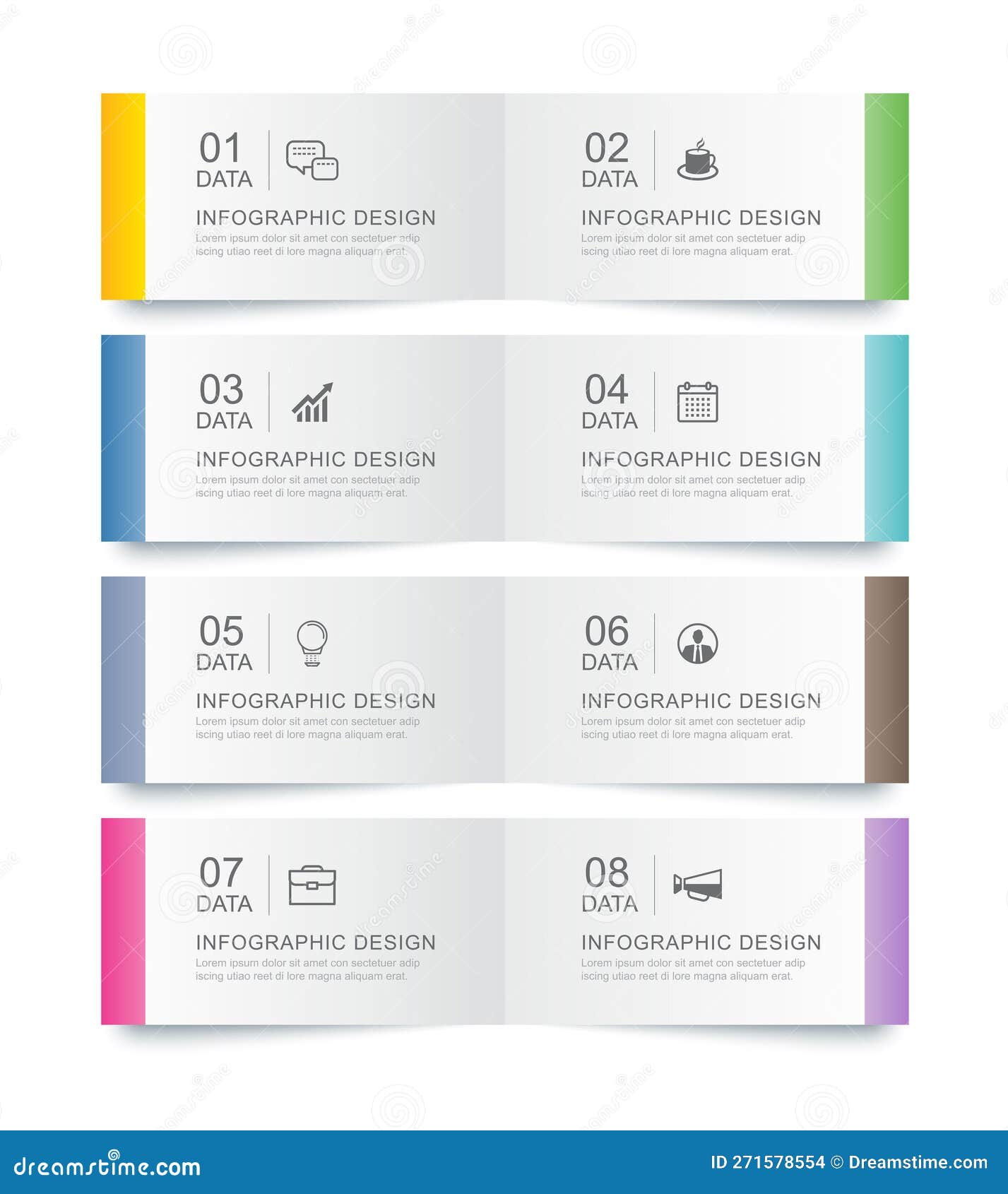 8 Data Infographics Tab Paper Index Template. Vector Illustration ...