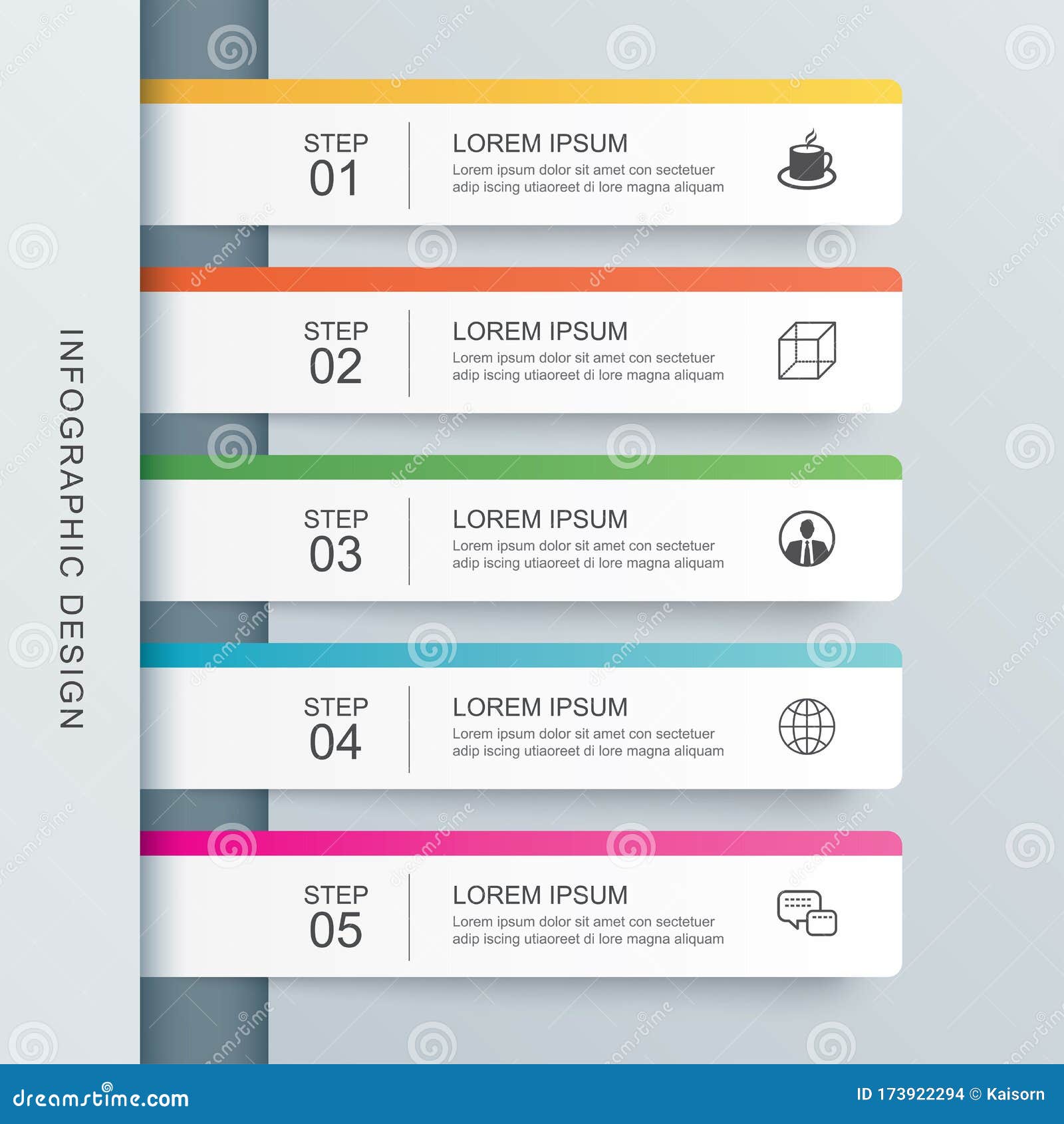 5 Data Infographics Tab Paper Index Template. Vector Illustration ...