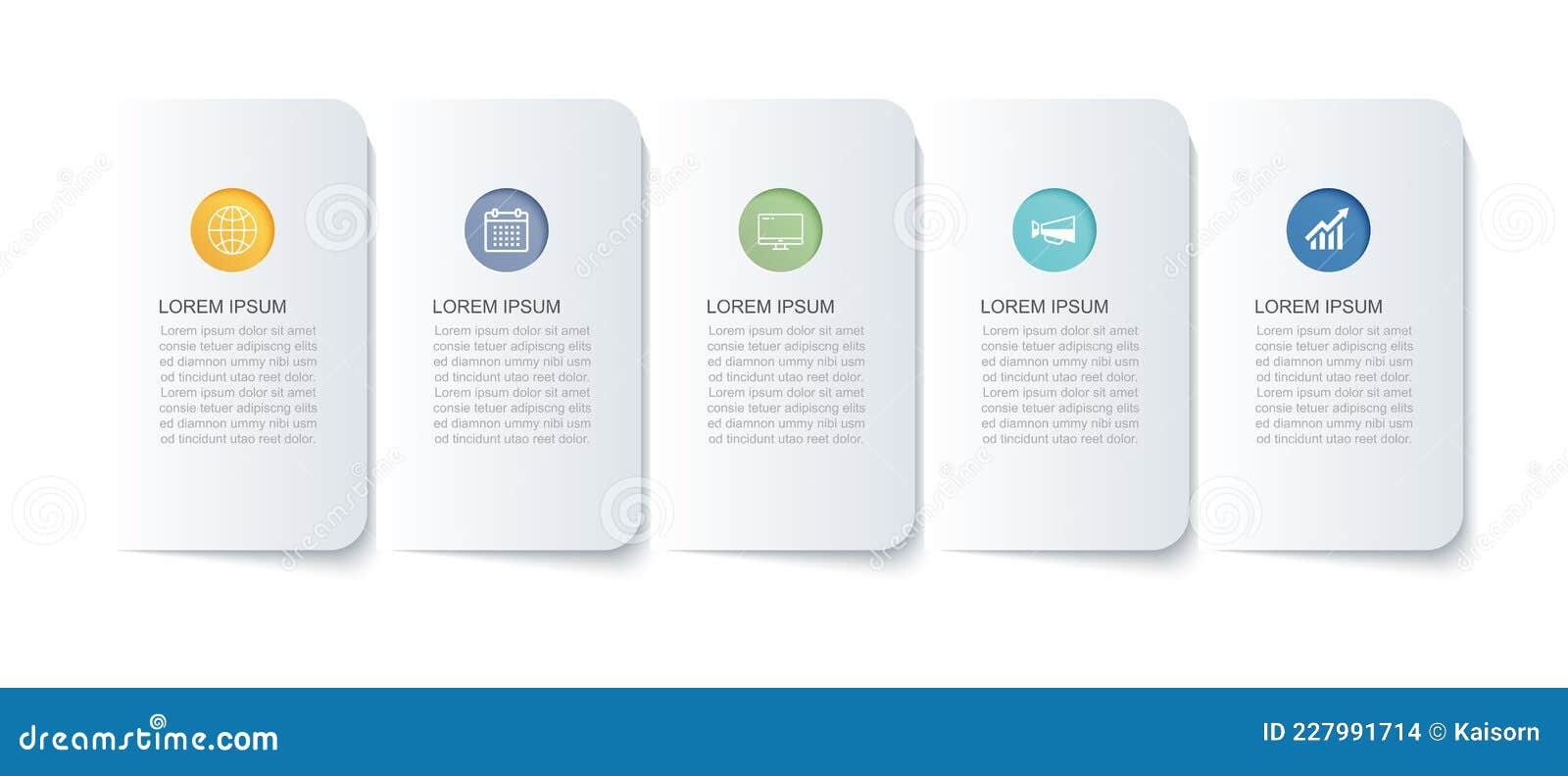 5 Data Infographics Timeline Tab Paper Index Template. Vector ...