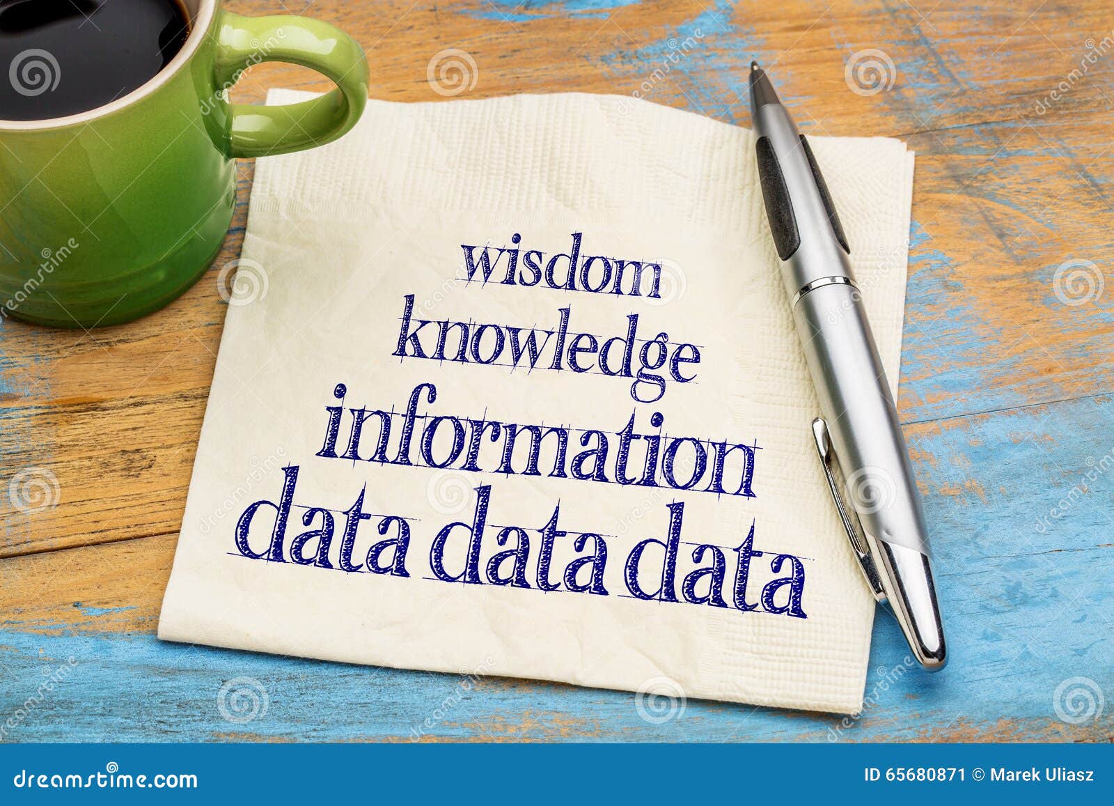 Data, Information, Knowledge and Wisdom Stock Image - Image of napkin ...