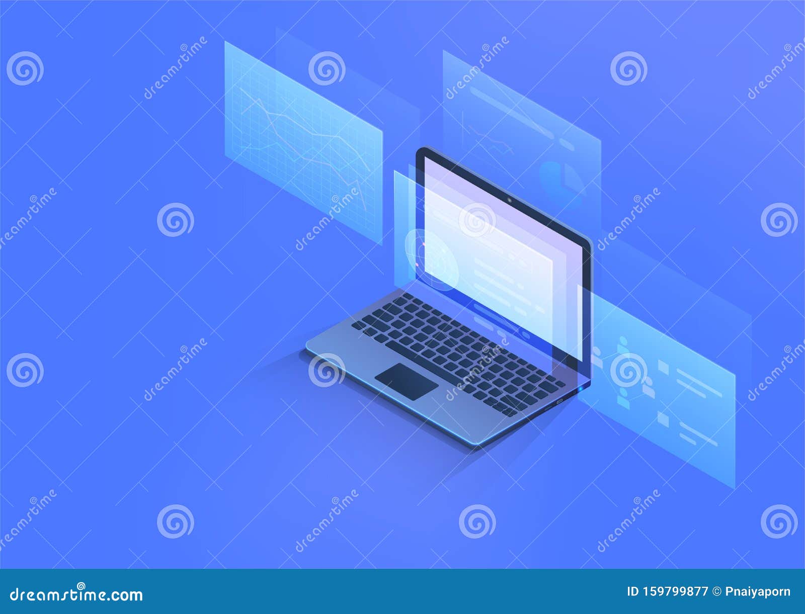 Data Information on labtop stock illustration. Illustration of chart ...