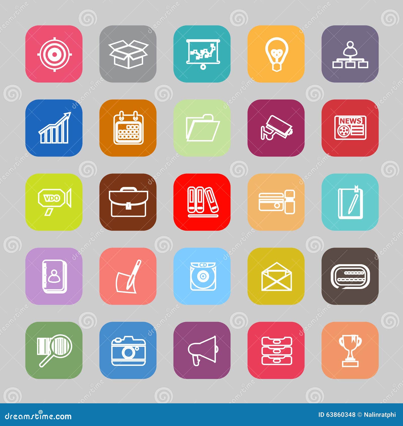 Data and Information Line Flat Icons Stock Vector - Illustration of ...