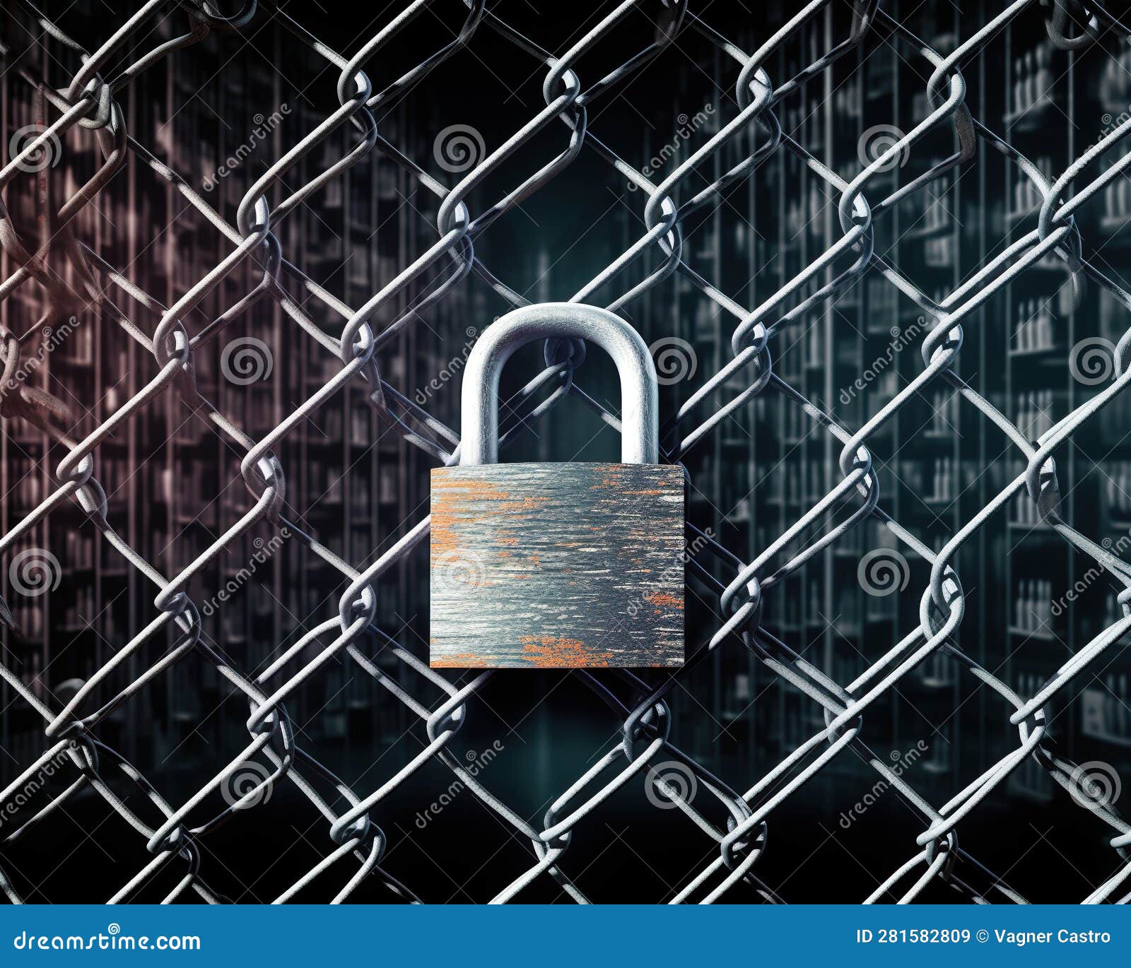 Data and Information Protection Concept with Digital Bright Lock Sign ...