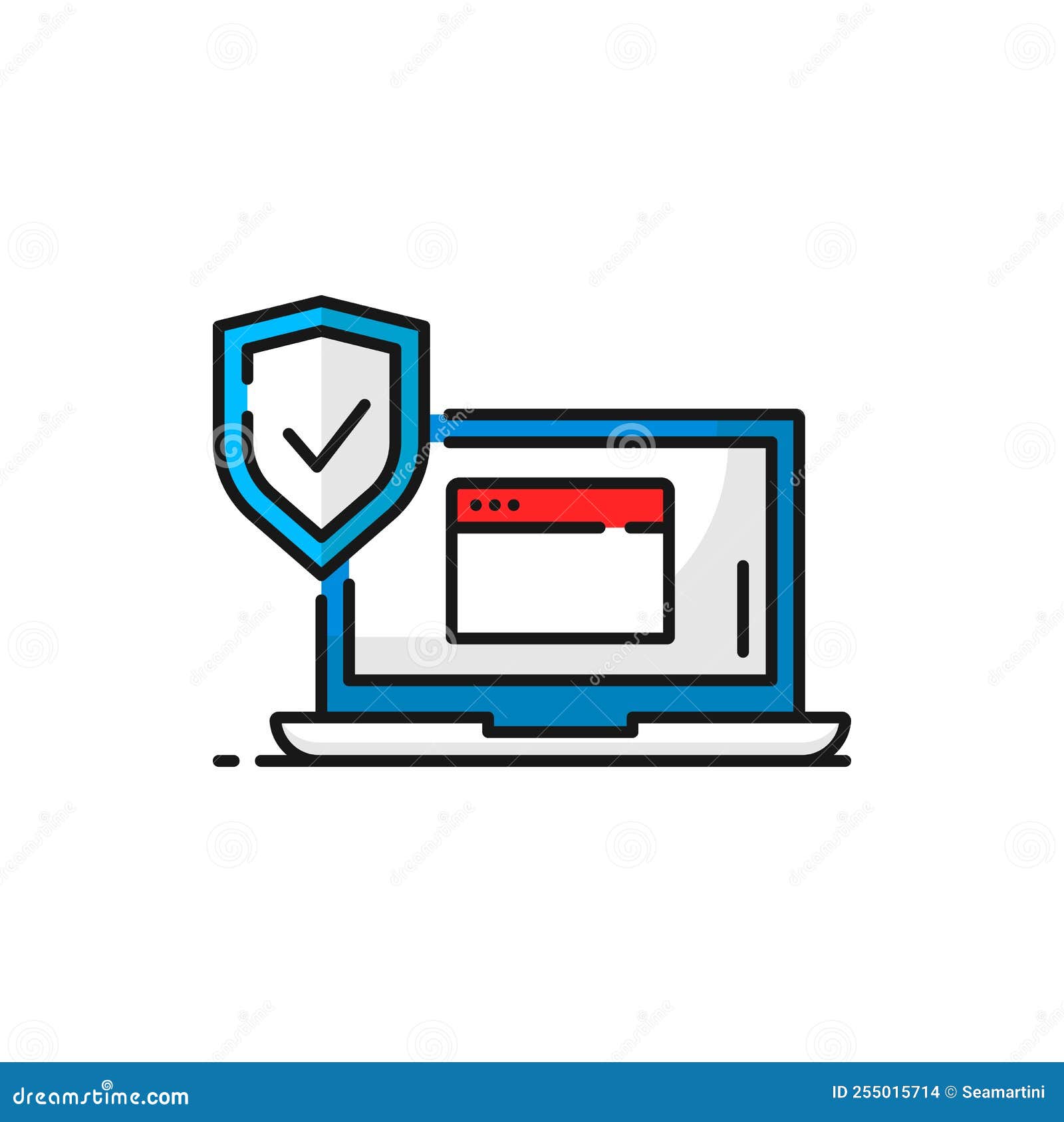 Data and Information Protection, Laptop and Shield Stock Vector ...