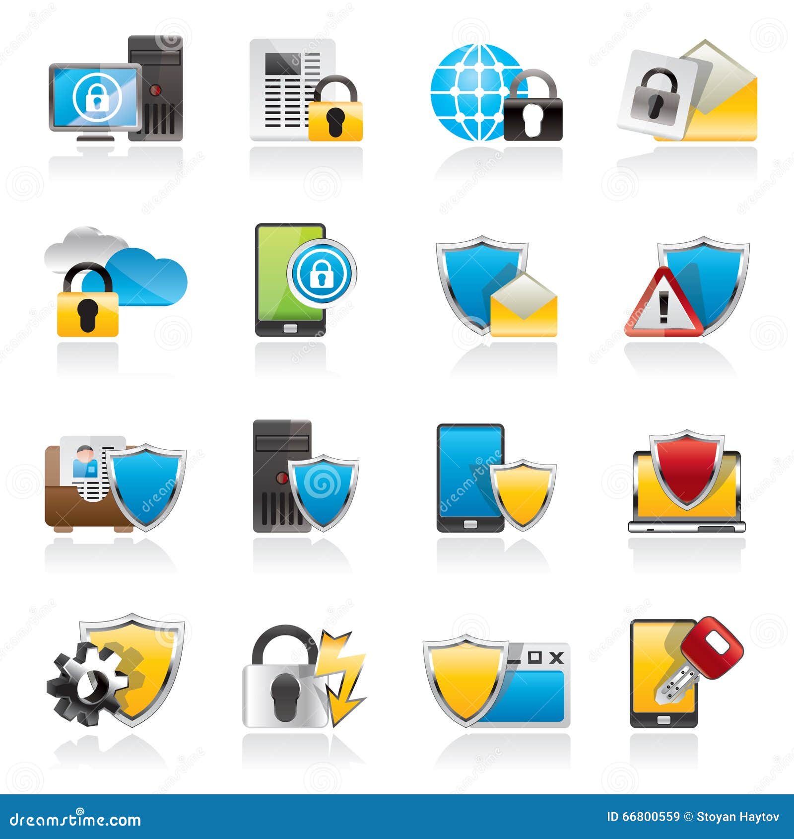 Data and Information Protection Security Icons Stock Vector ...
