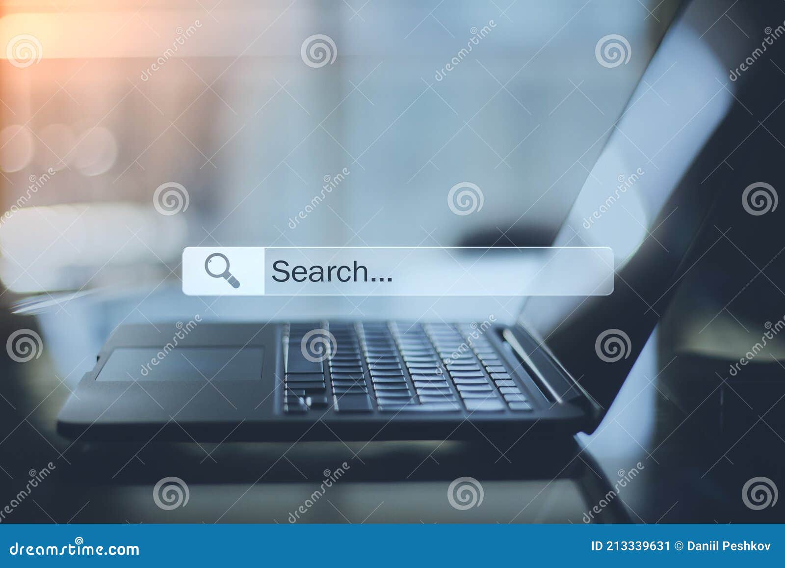 Data Information Searching Online Concept with Opened Laptop and ...