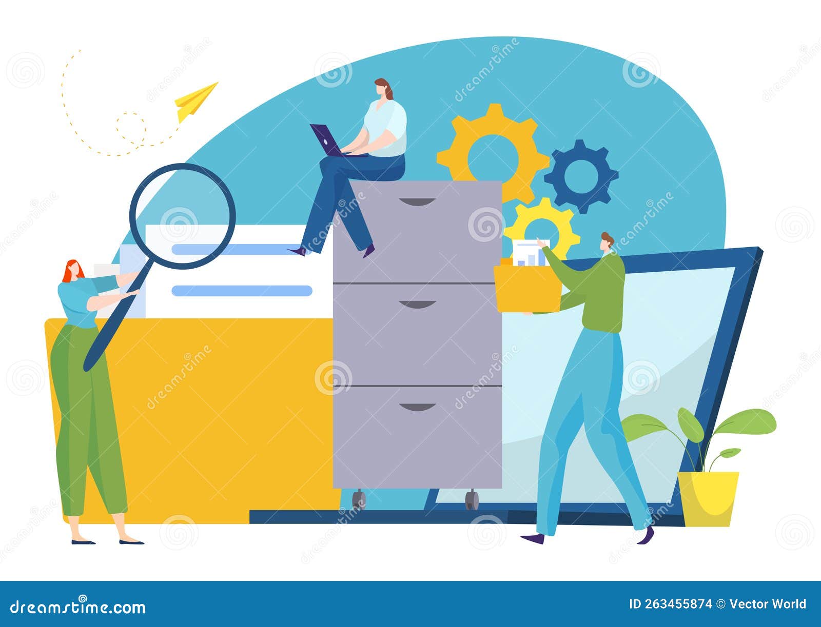 Data Information Storage, Vector Illustration, Flat Tiny Man Woman ...