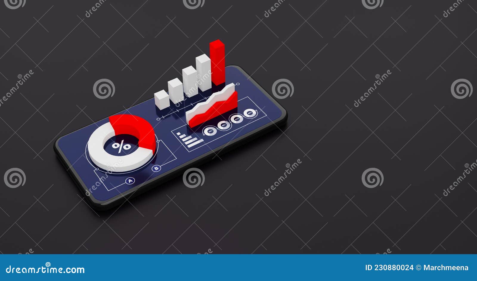 Data Information Technology on Mobile. Smartphone with Graph on Screen ...