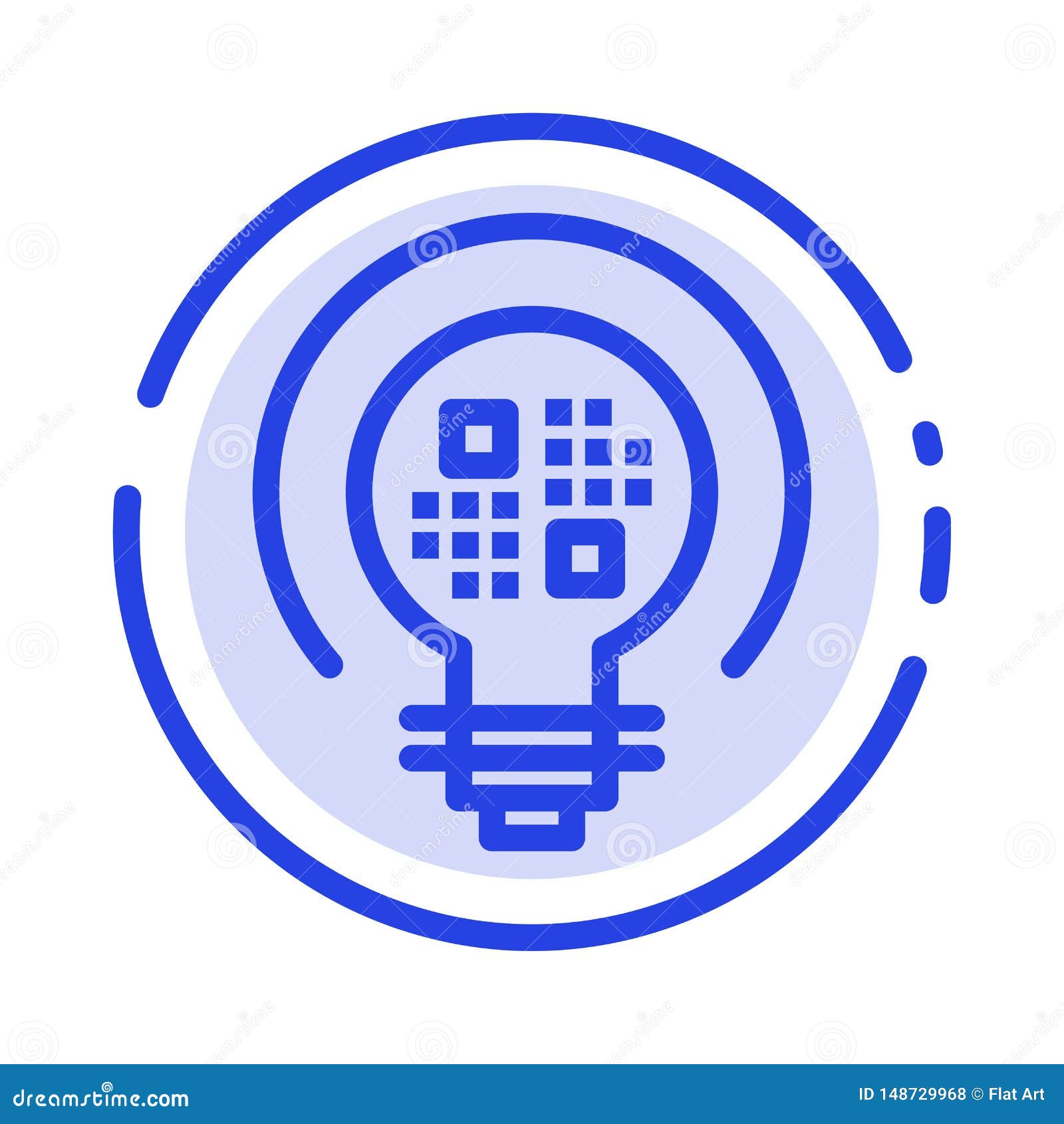 Data, Insight, Light, Bulb Blue Dotted Line Line Icon Stock Vector ...