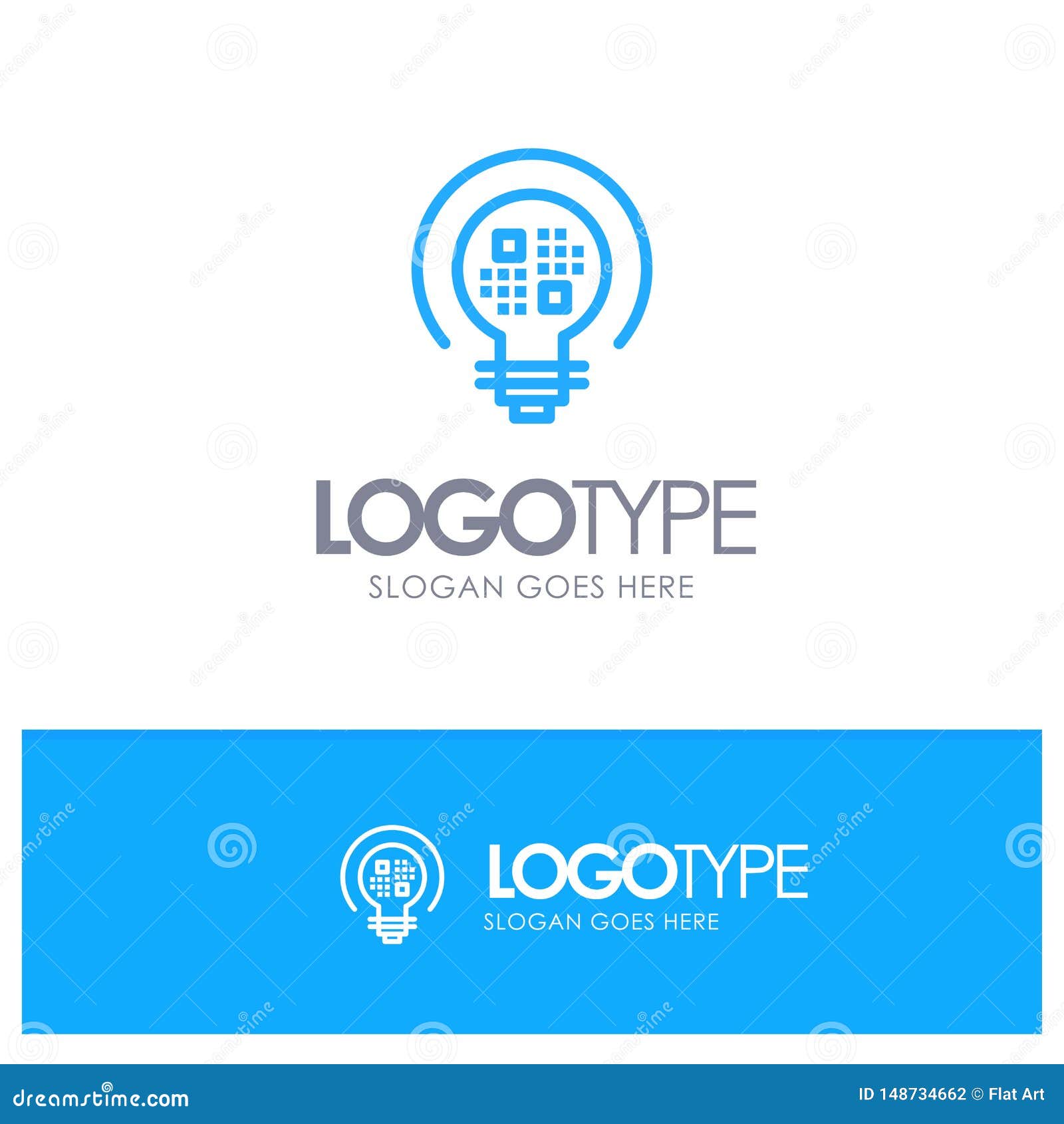 Data, Insight, Light, Bulb Blue Outline Logo Place for Tagline Stock ...