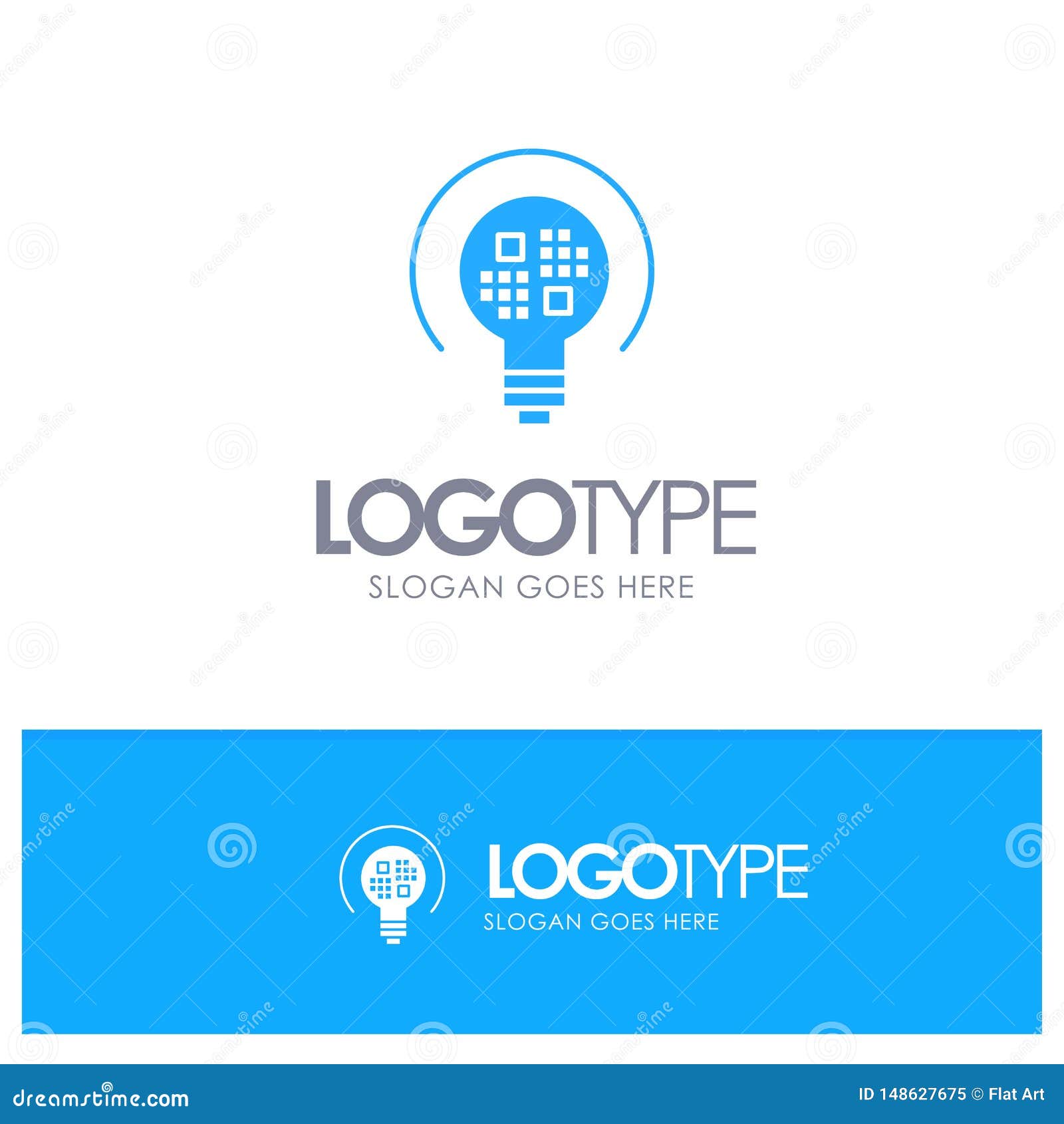 Data, Insight, Light, Bulb Blue Solid Logo with Place for Tagline Stock ...